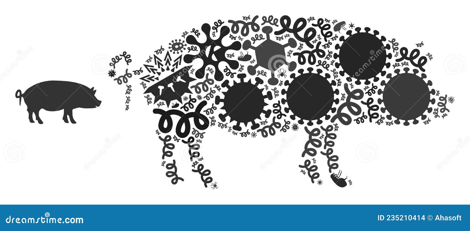 Composition Swine Icon of Infection Microbes Stock Vector ...