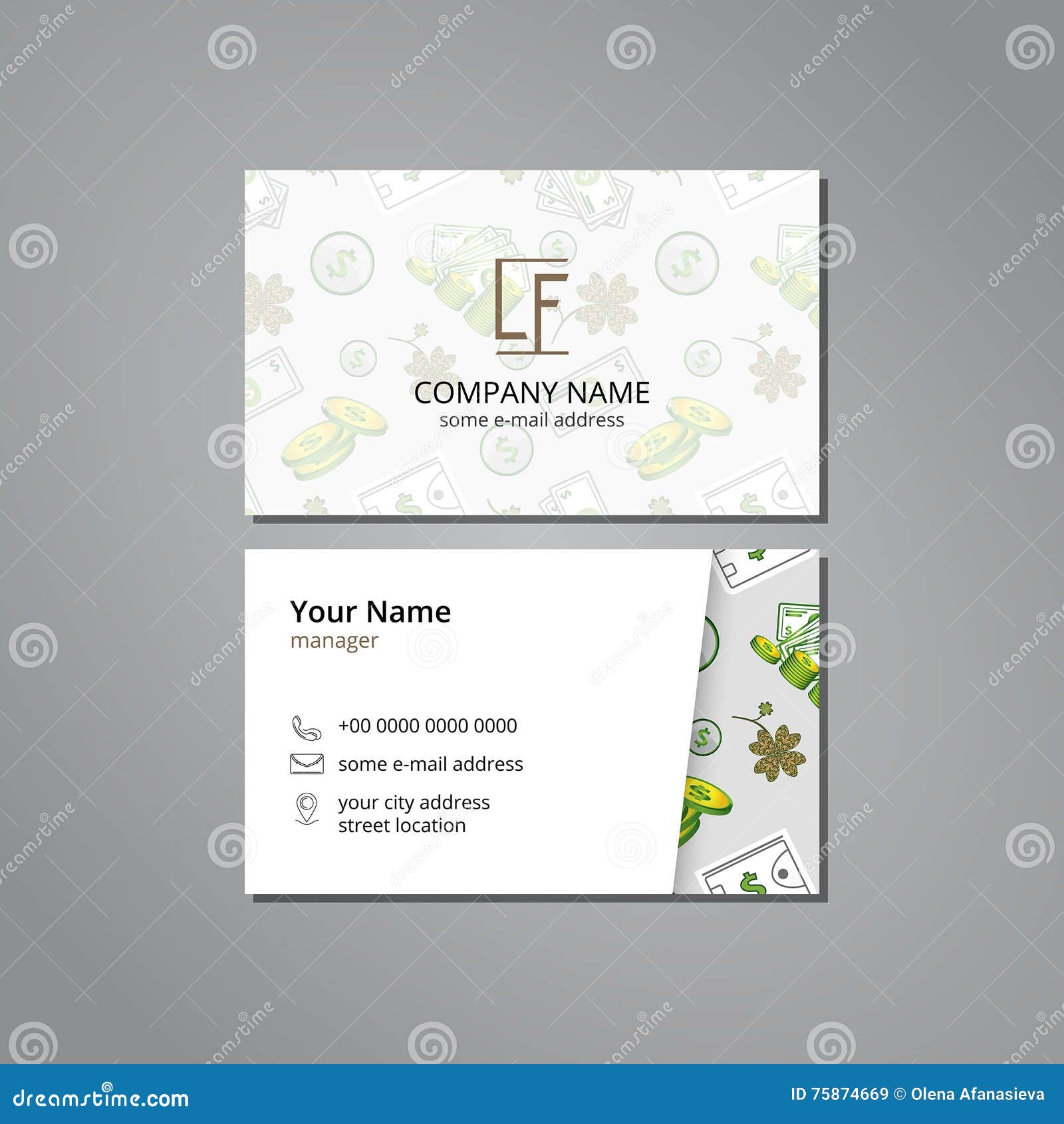 Vector Visit Card Template with Pattern Success and Money Stock Vector ...