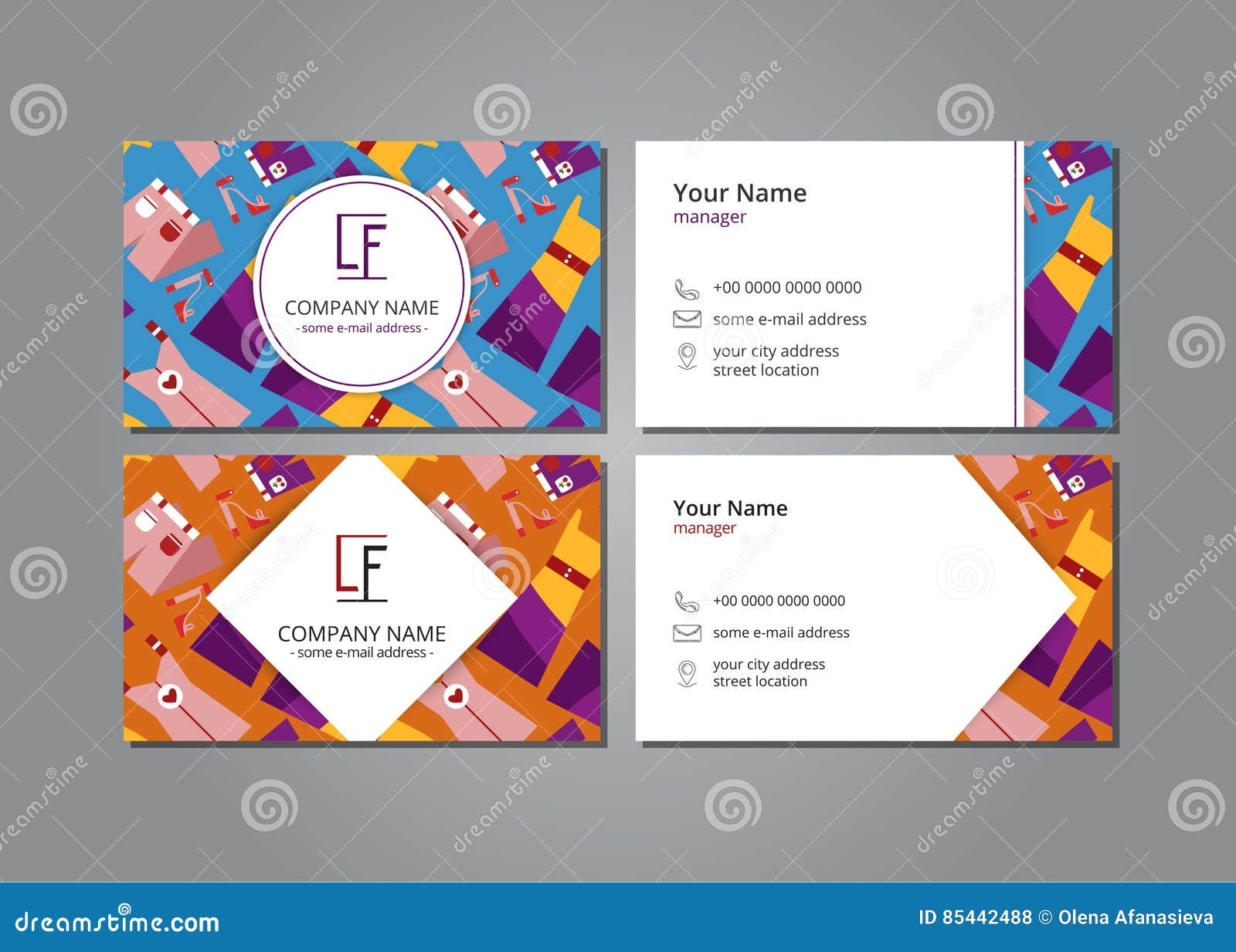 Vector Visit Card with Women`s Clothing Set Stock Vector - Illustration ...