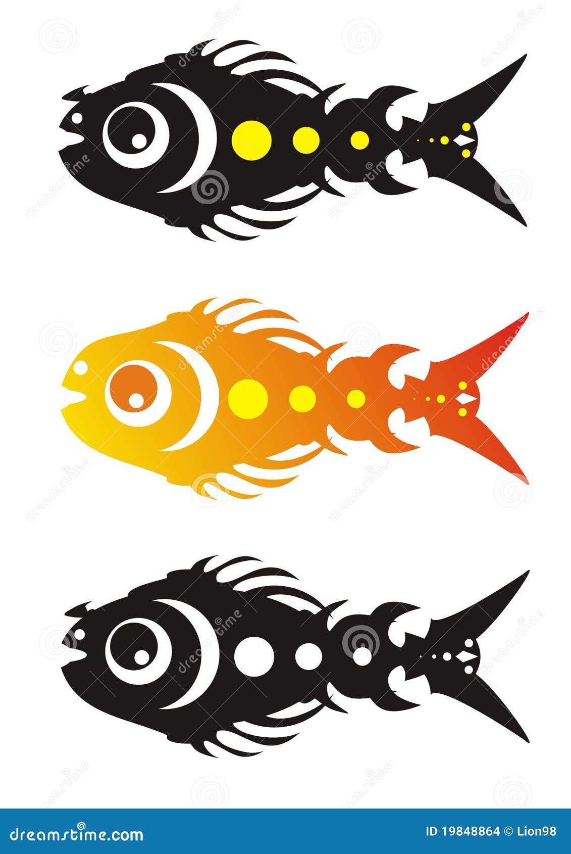 Vector Vissen (drie Varianten) Vector Illustratie - Illustration of ...