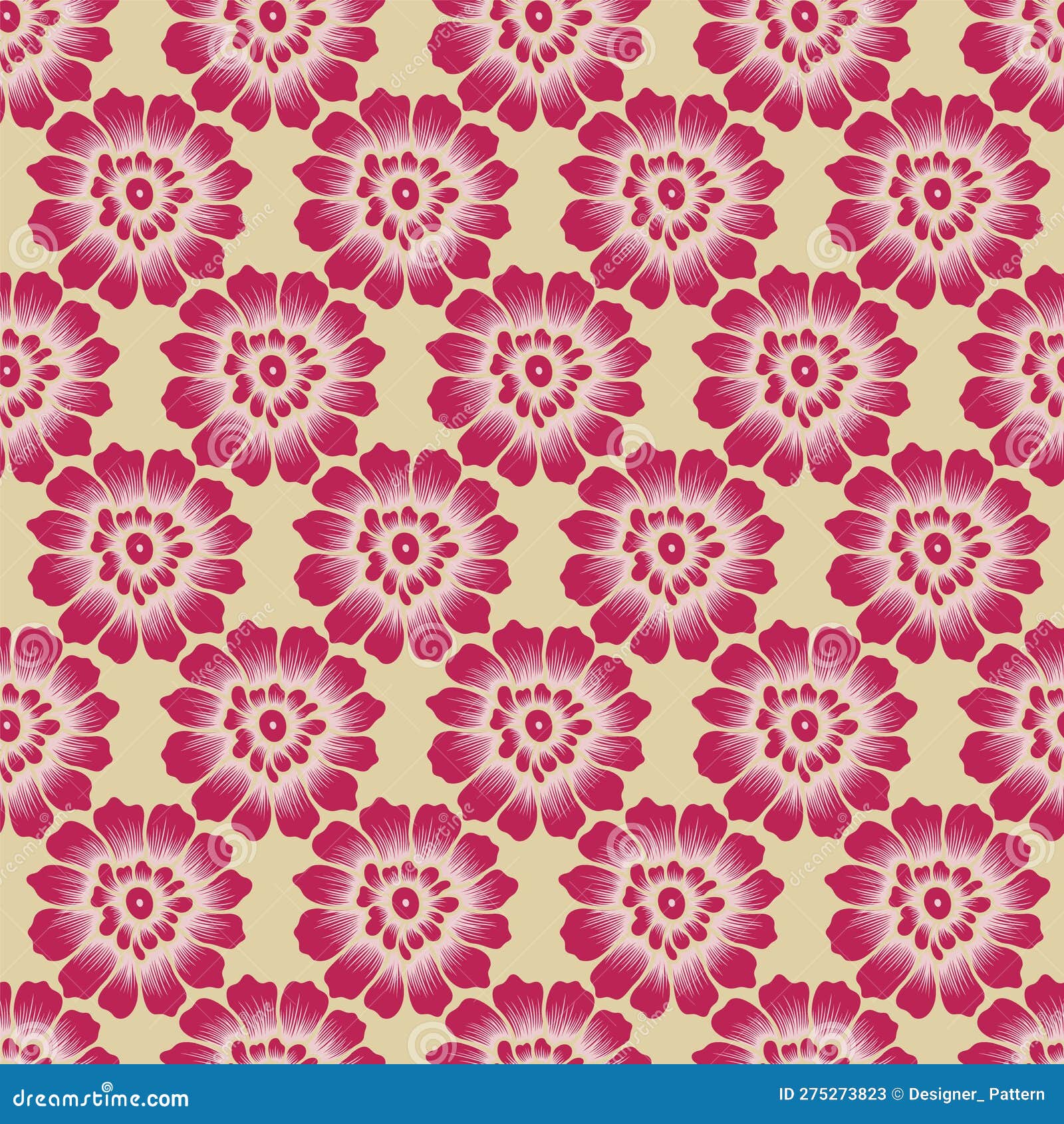 Vector Viva Magenta Flower Repeat Seamless Pattern Background. Stock ...