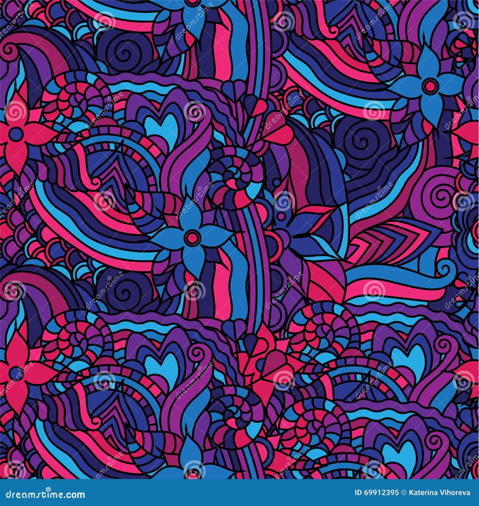 Vector Vivid Seamless Abstract Hand Drawn Pattern Stock Vector ...