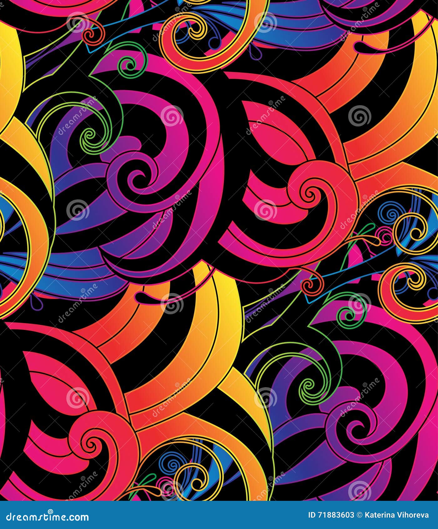 Vector Vivid Seamless Abstract Hand Drawn Pattern Stock Vector ...