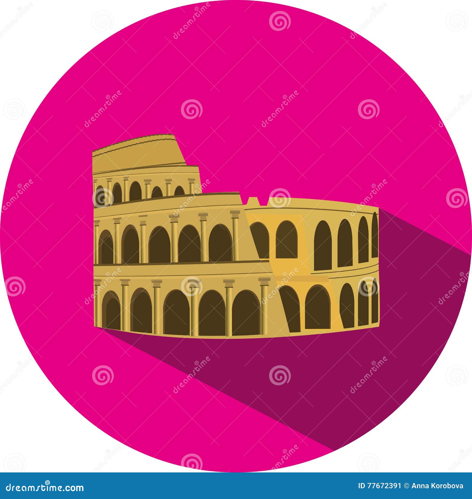Vector Vlak Ontwerppictogram Van Roman Coliseum Vector Illustratie ...
