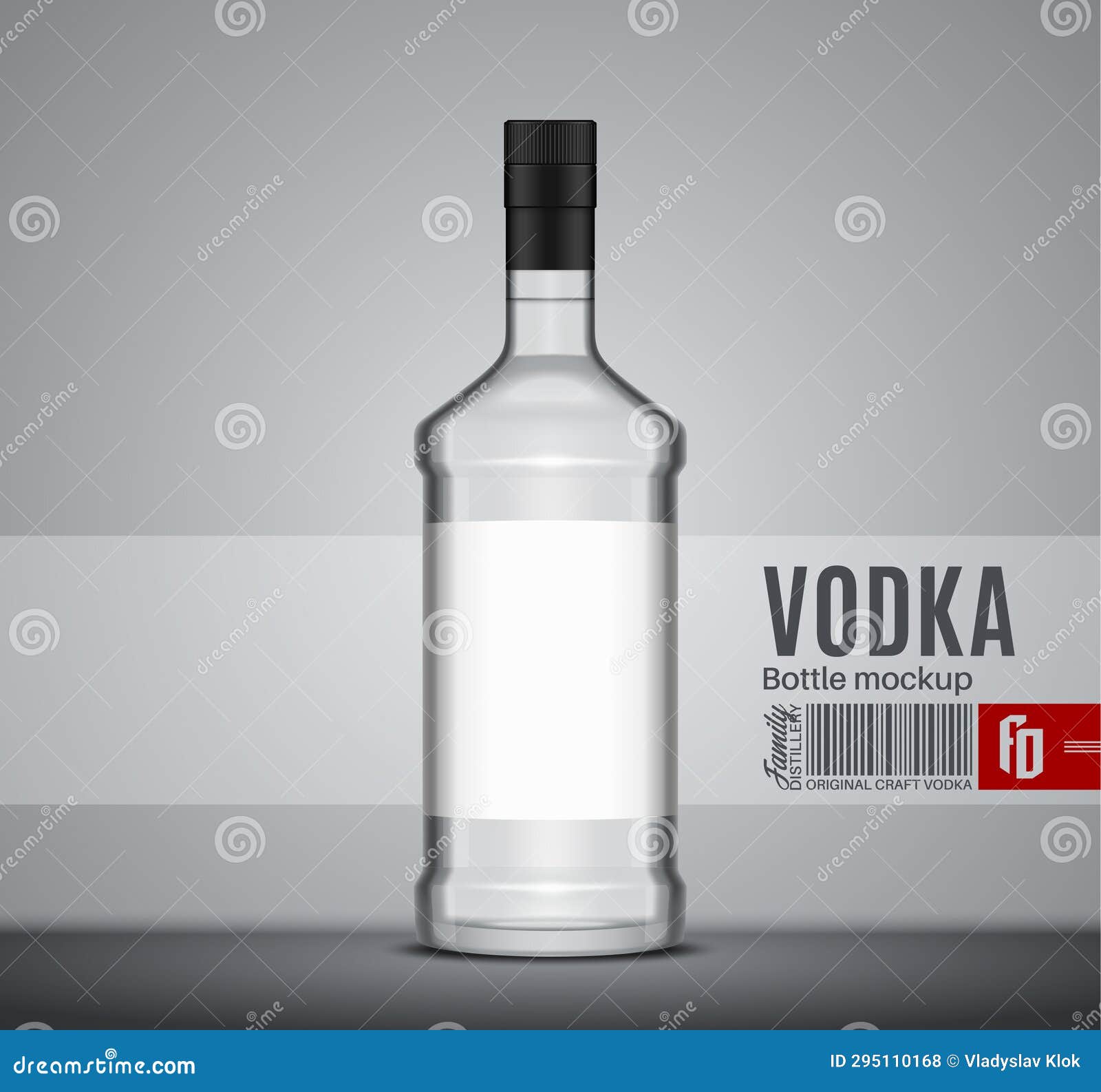 Vector Vodka Glass Bottle with Label Stock Illustration - Illustration ...