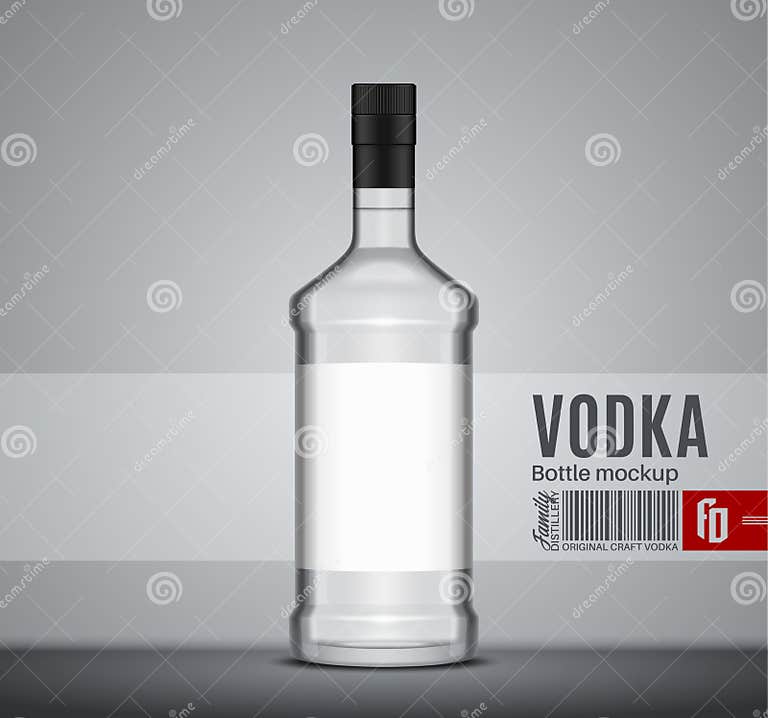 Vector Vodka Glass Bottle with Label Stock Illustration - Illustration ...