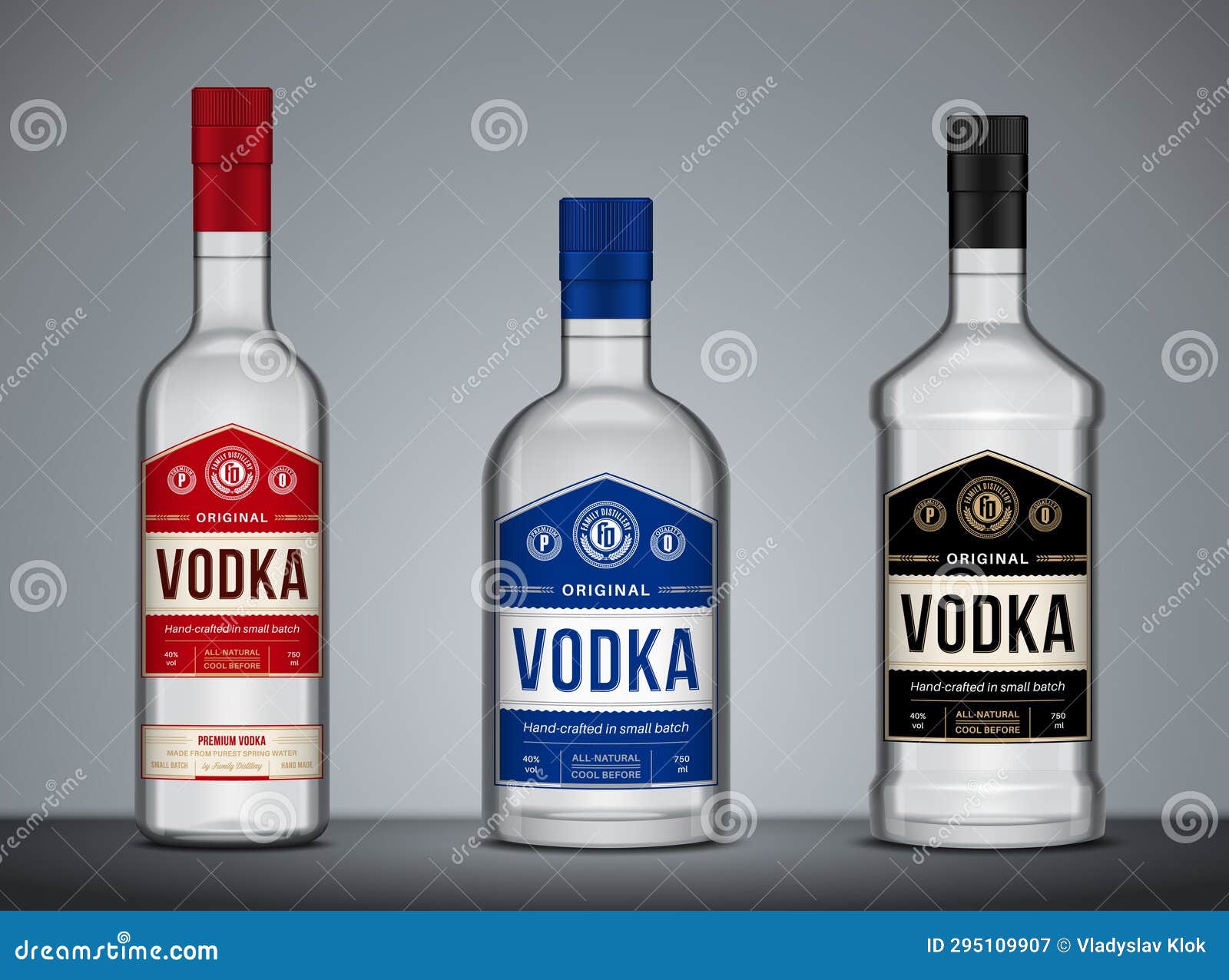 Vector Vodka Glass Bottle Mockups. Vector Vodka Labels Stock ...