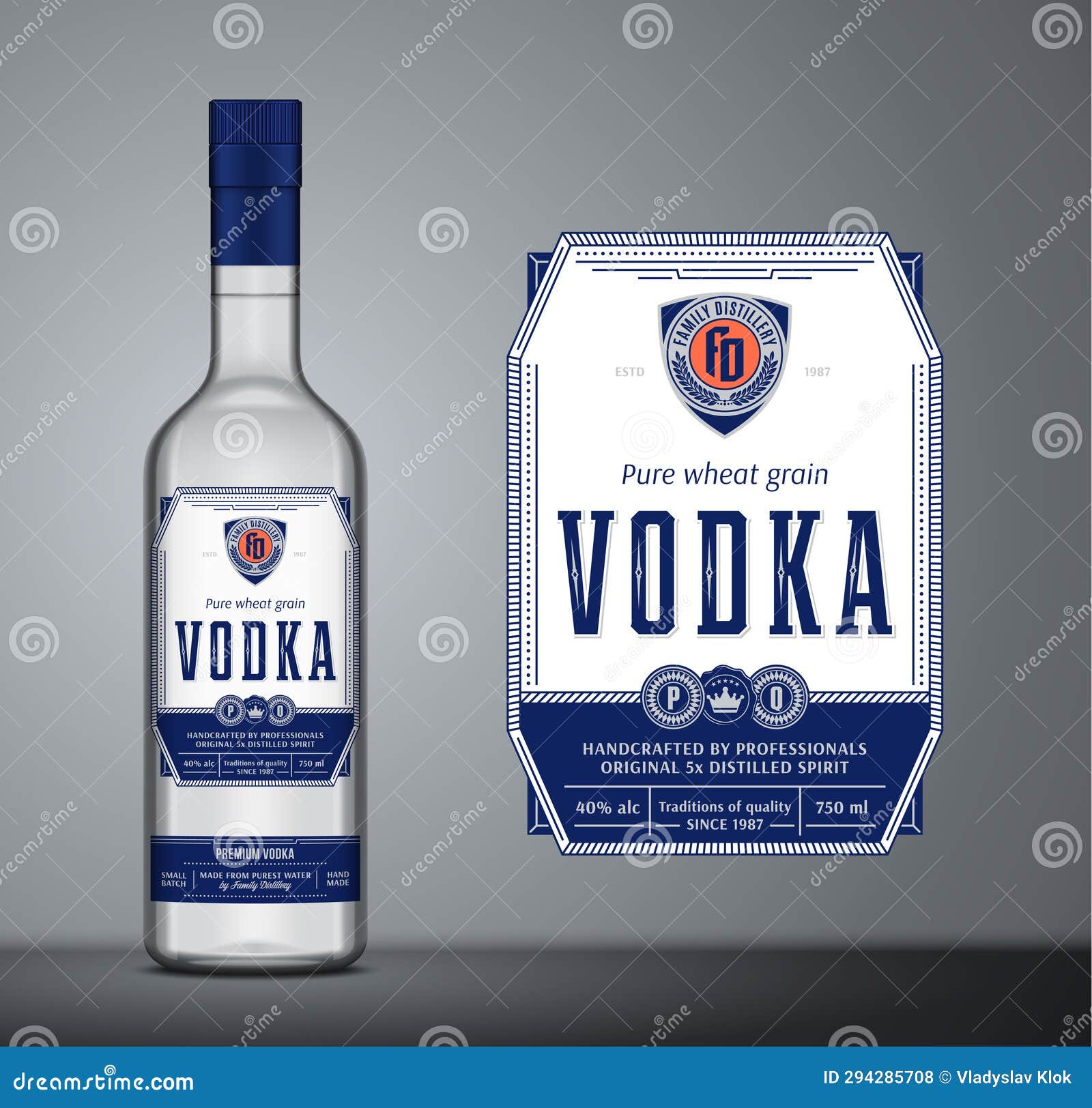 Vector Vodka Label. Vodka Glass Bottle Mockup Stock Vector ...