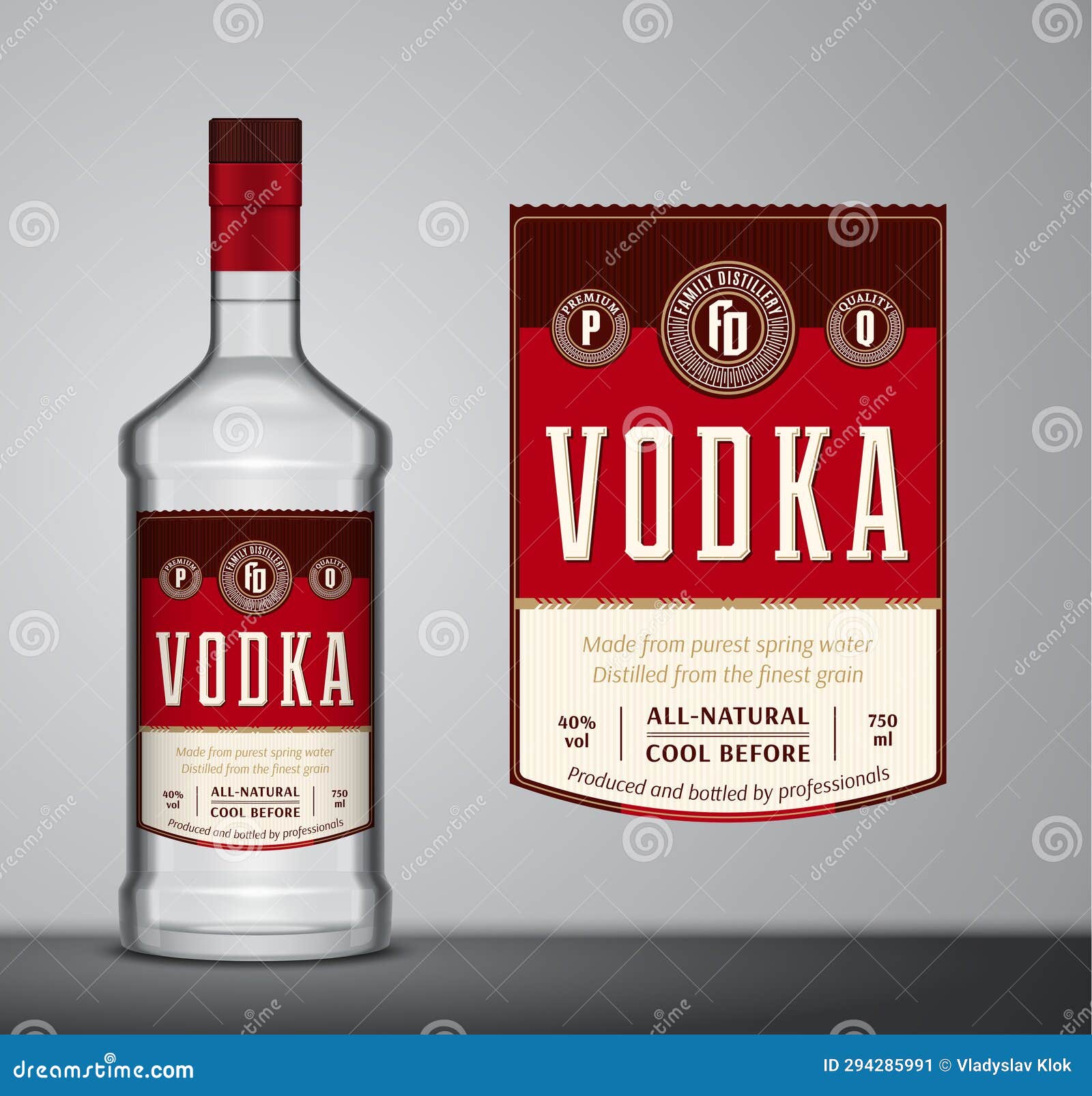 Vector Vodka Label. Vodka Glass Bottle Mockup Stock Vector ...