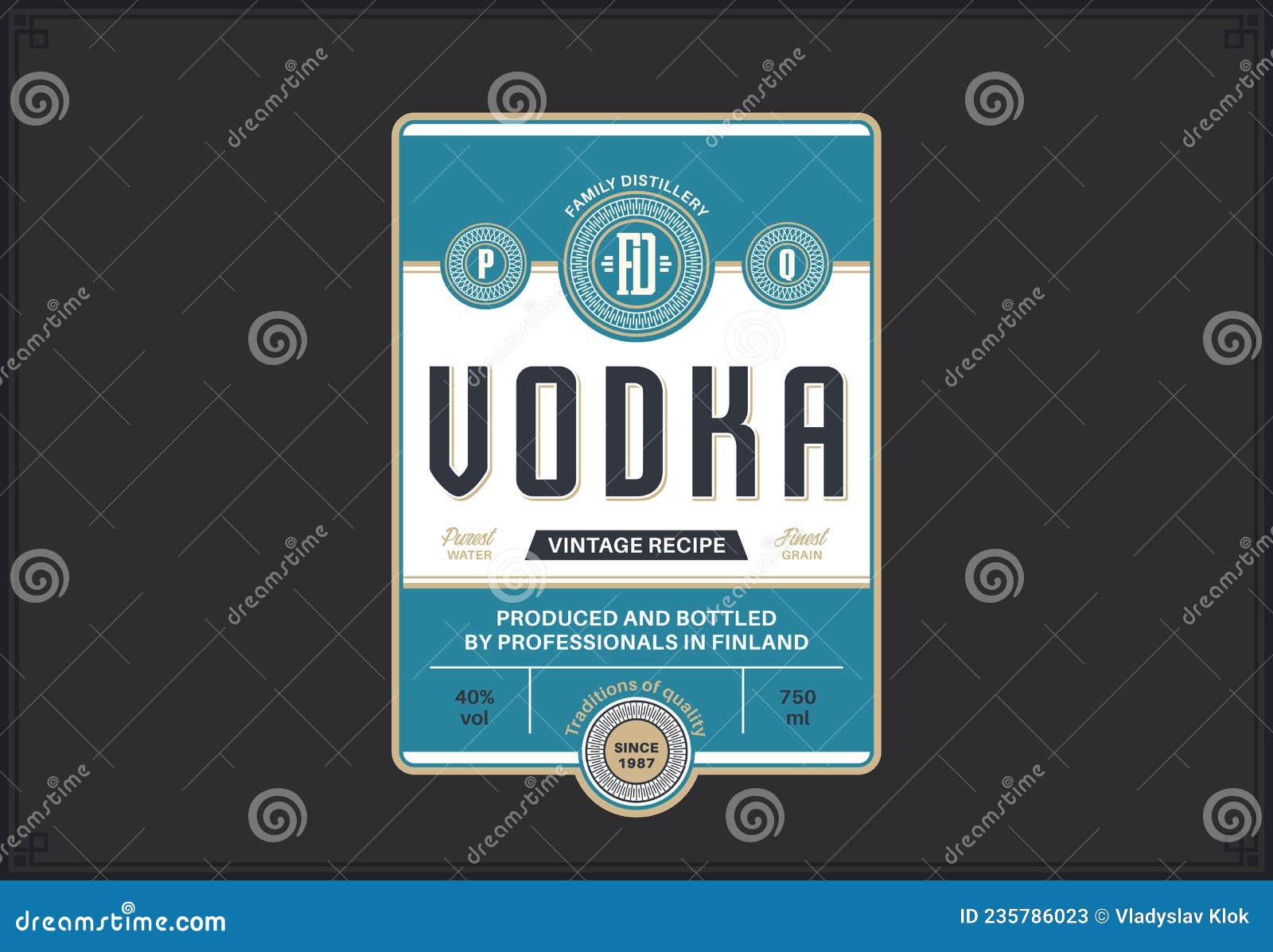 Vector Vodka Label Template Stock Vector - Illustration of identity ...