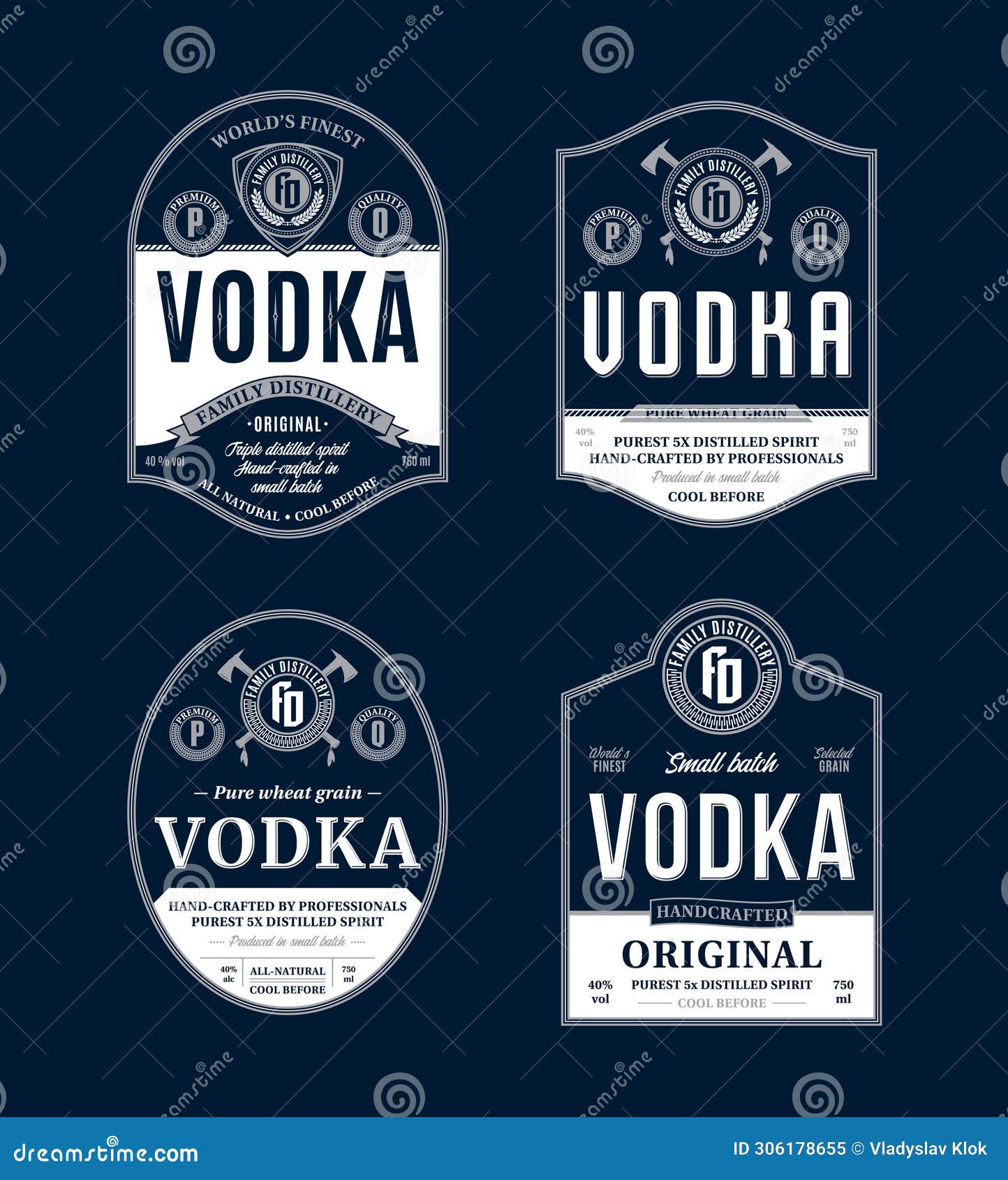 Vector vodka labels stock vector. Illustration of export - 306178655