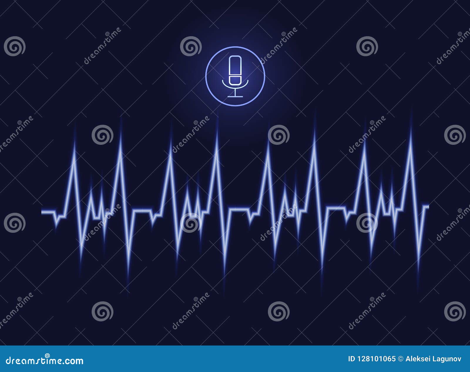 Vector Voice Recognition Illustration, Pulse Wave Glowing Line and ...