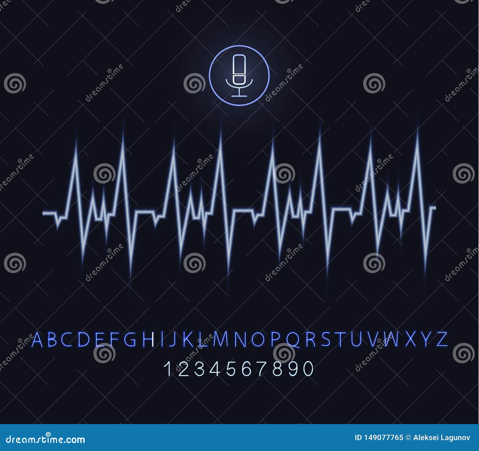 Vector Voice Recognition Illustration, Pulse Wave Glowing Line and ...