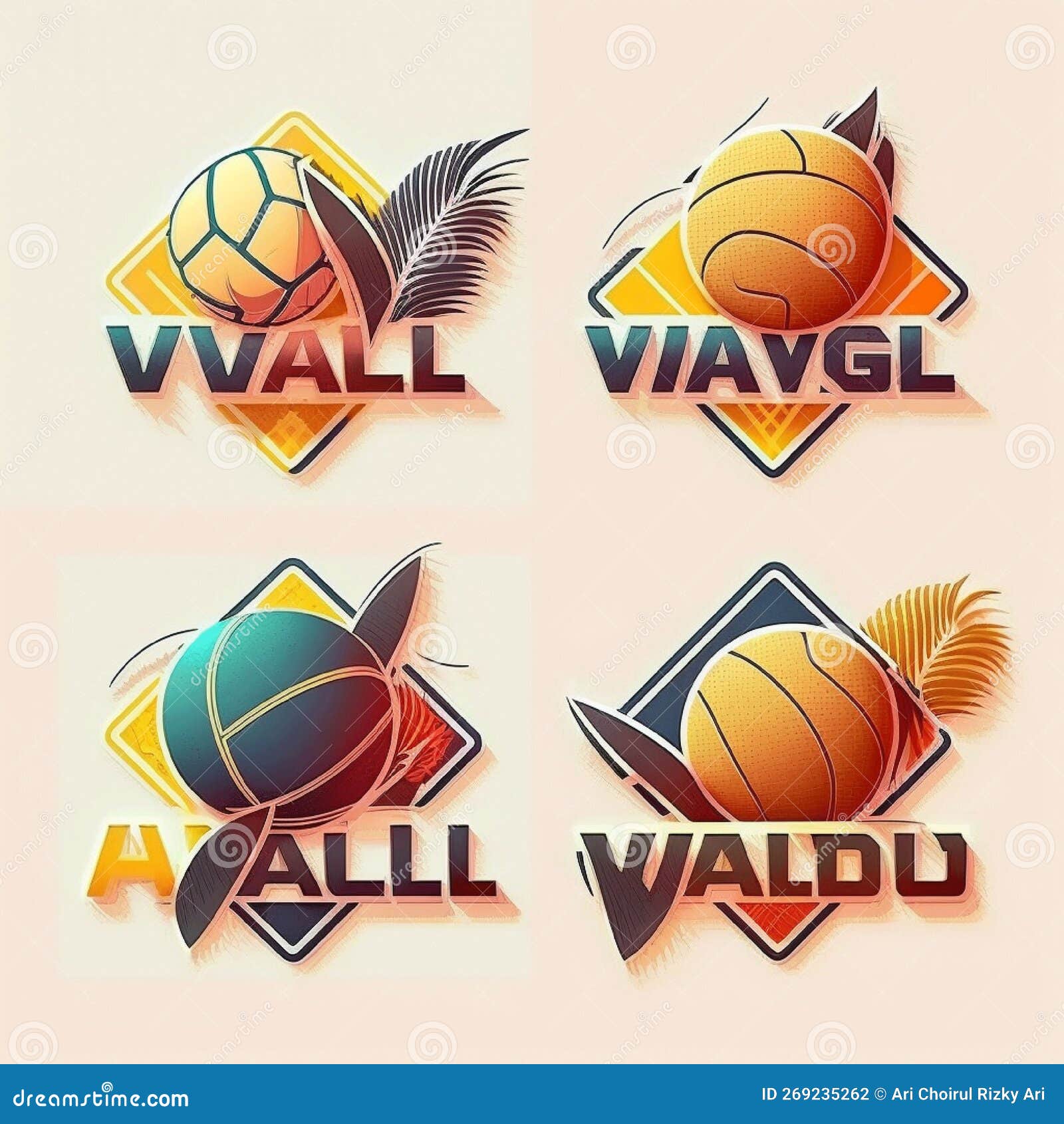 Vector Volleyball Label Collection Stock Illustration - Illustration of ...