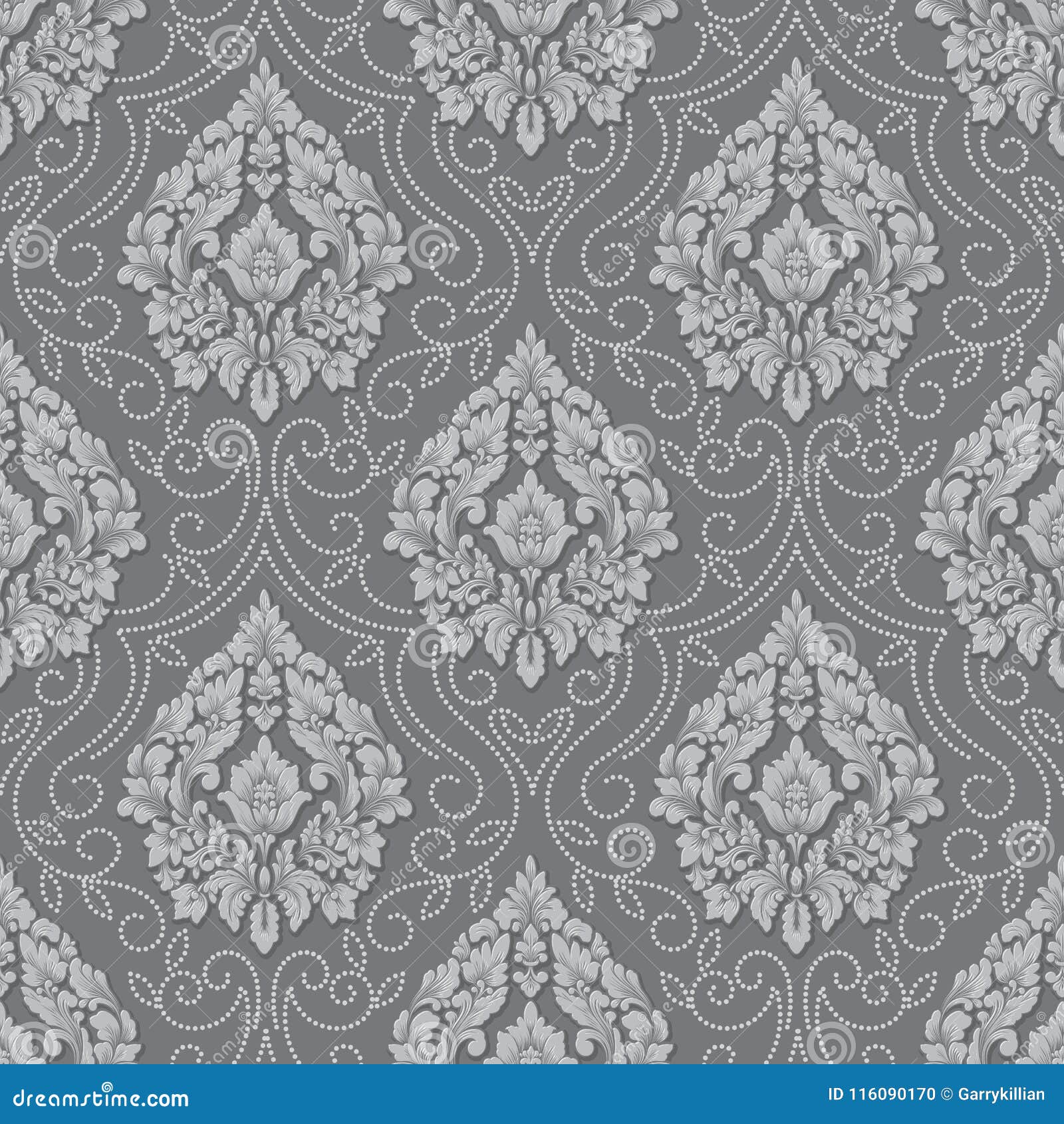 Vector Volumetric Damask Seamless Pattern Background. Elegant Luxury ...