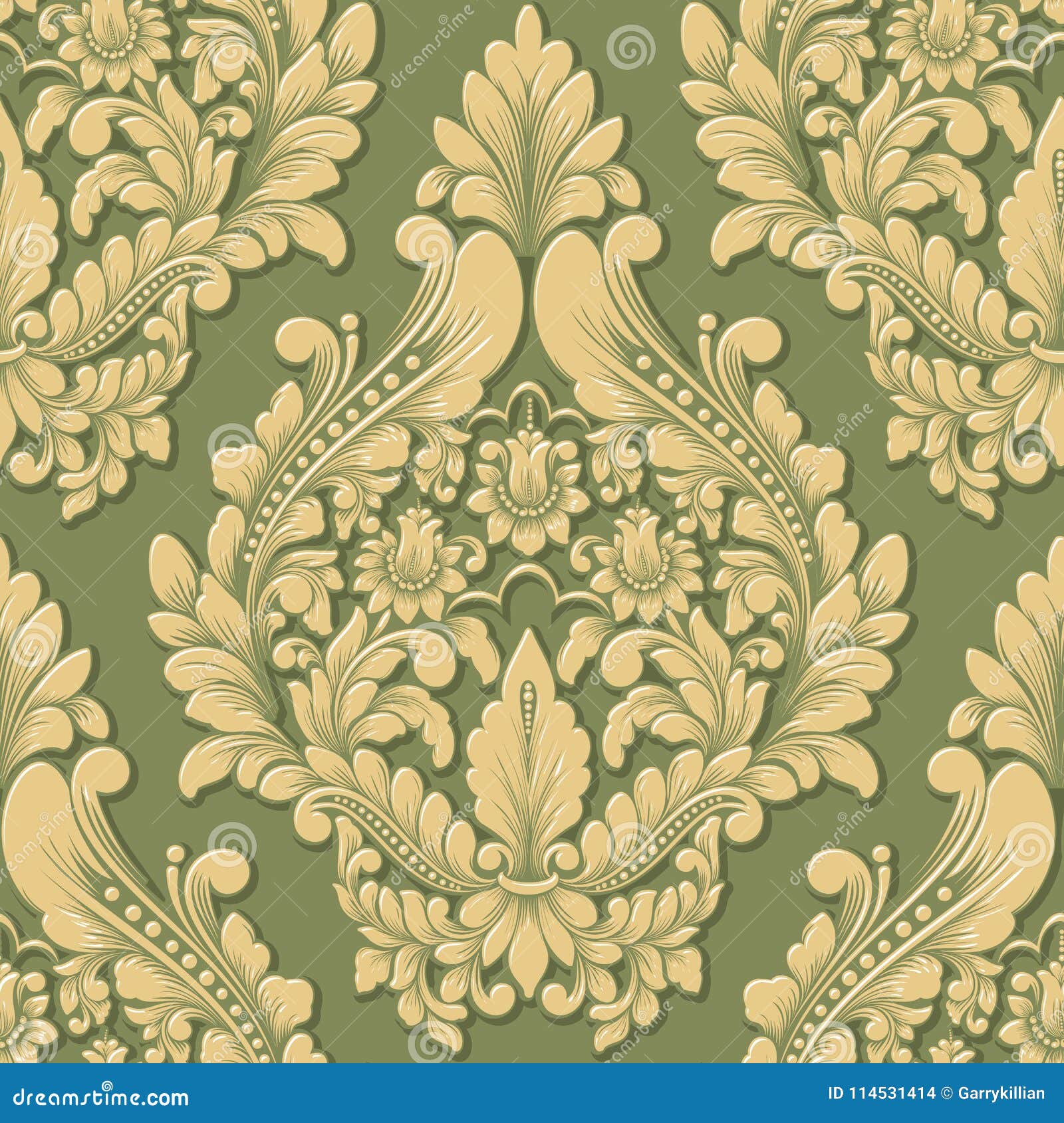Vector Volumetric Damask Seamless Pattern Element. Elegant Luxury ...