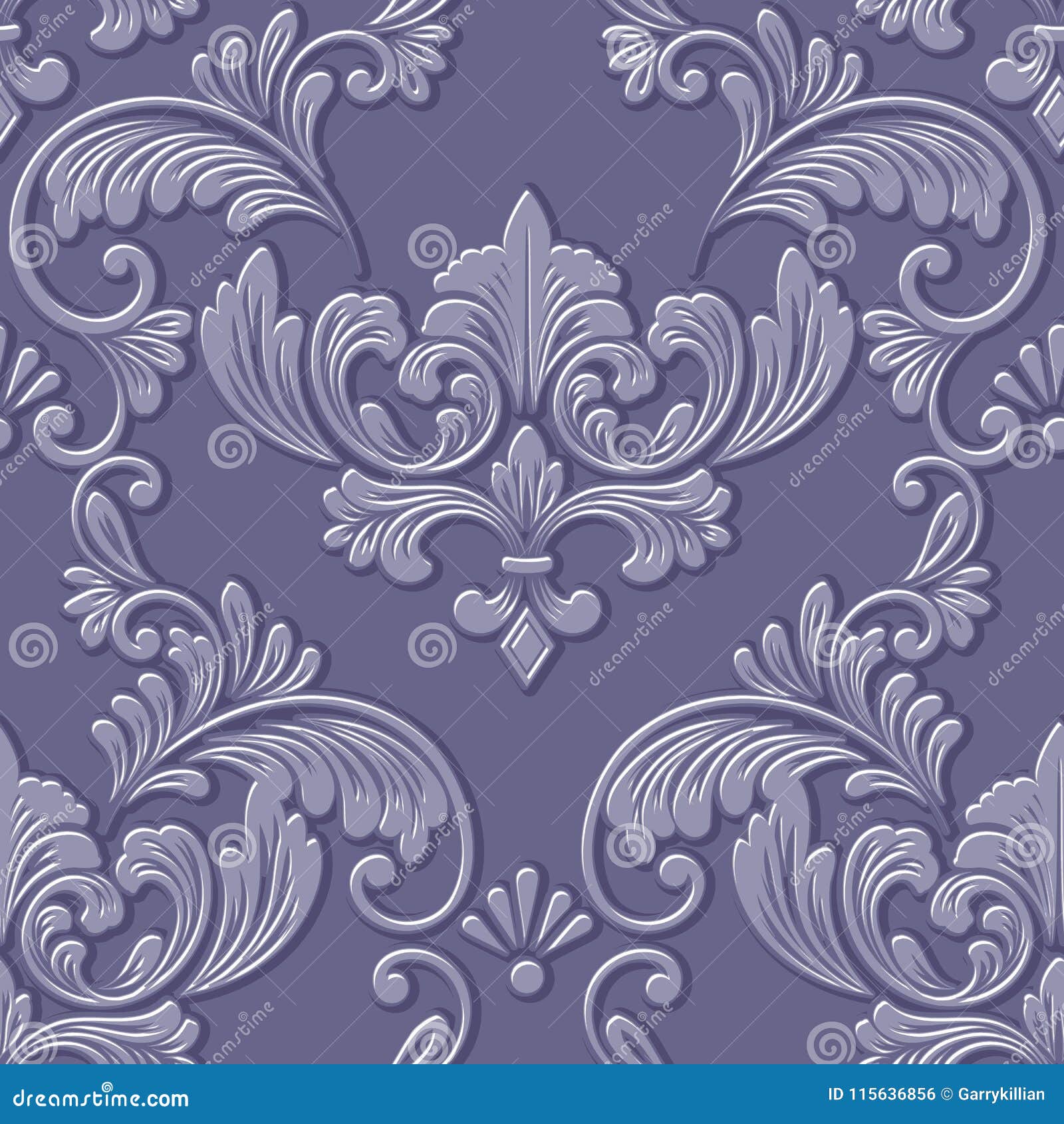 Vector Volumetric Damask Seamless Pattern Element. Elegant Luxury ...