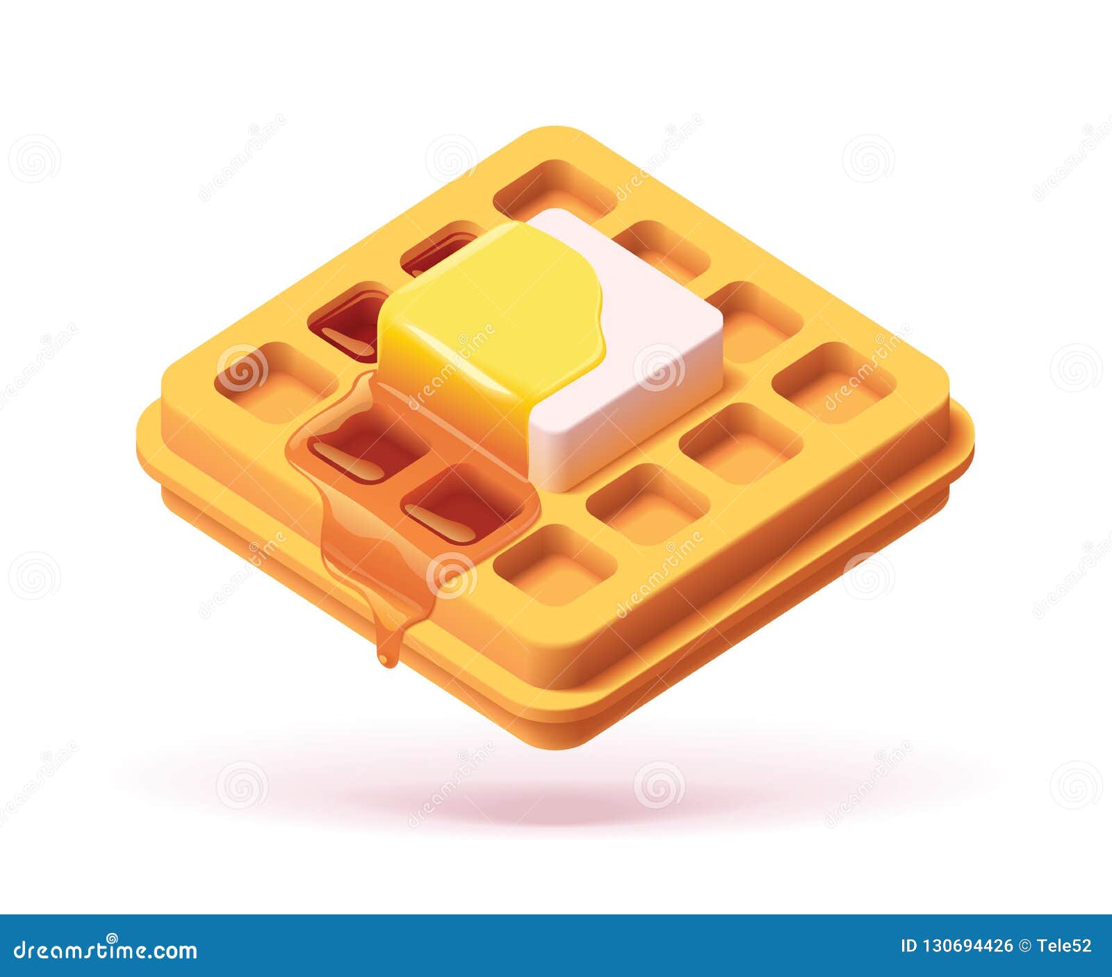 Vector Waffle with Maple Syrup Stock Vector - Illustration of square ...
