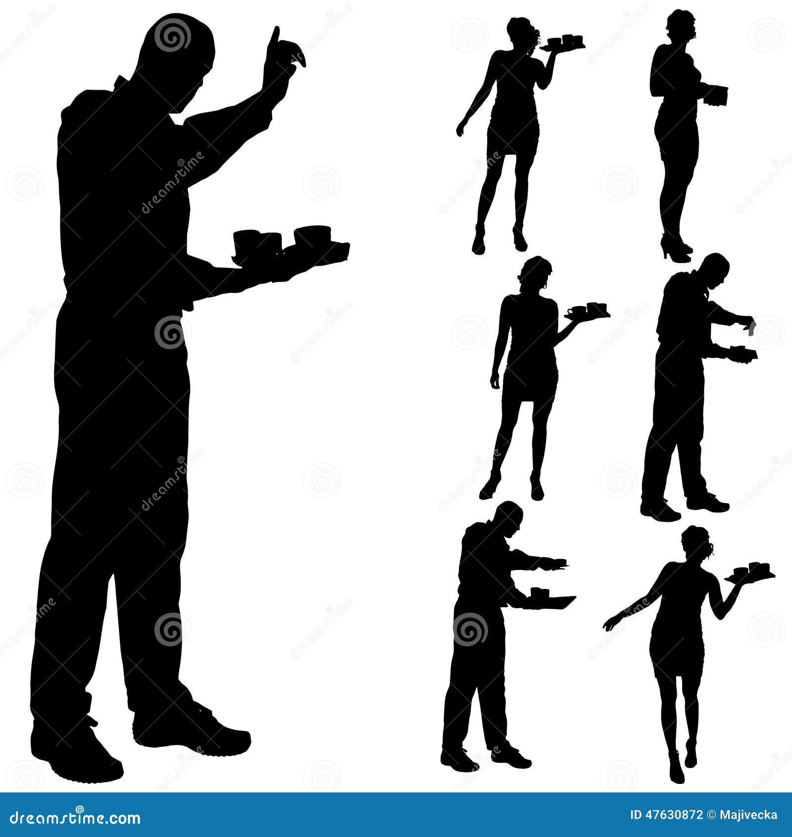 Vector waiter silhouette. stock vector. Illustration of female - 47630872