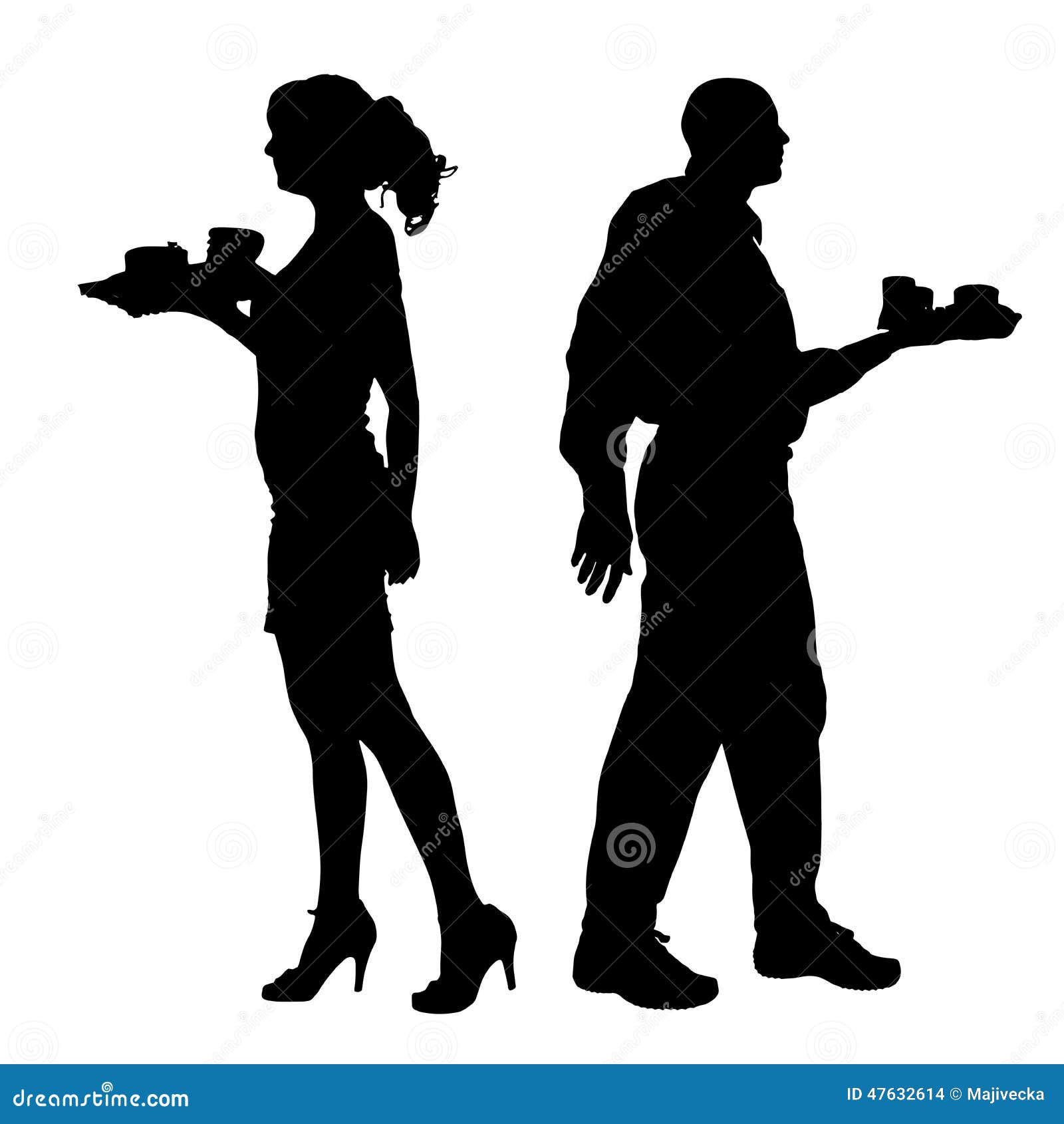 Vector waiter silhouette. stock illustration. Illustration of glass ...