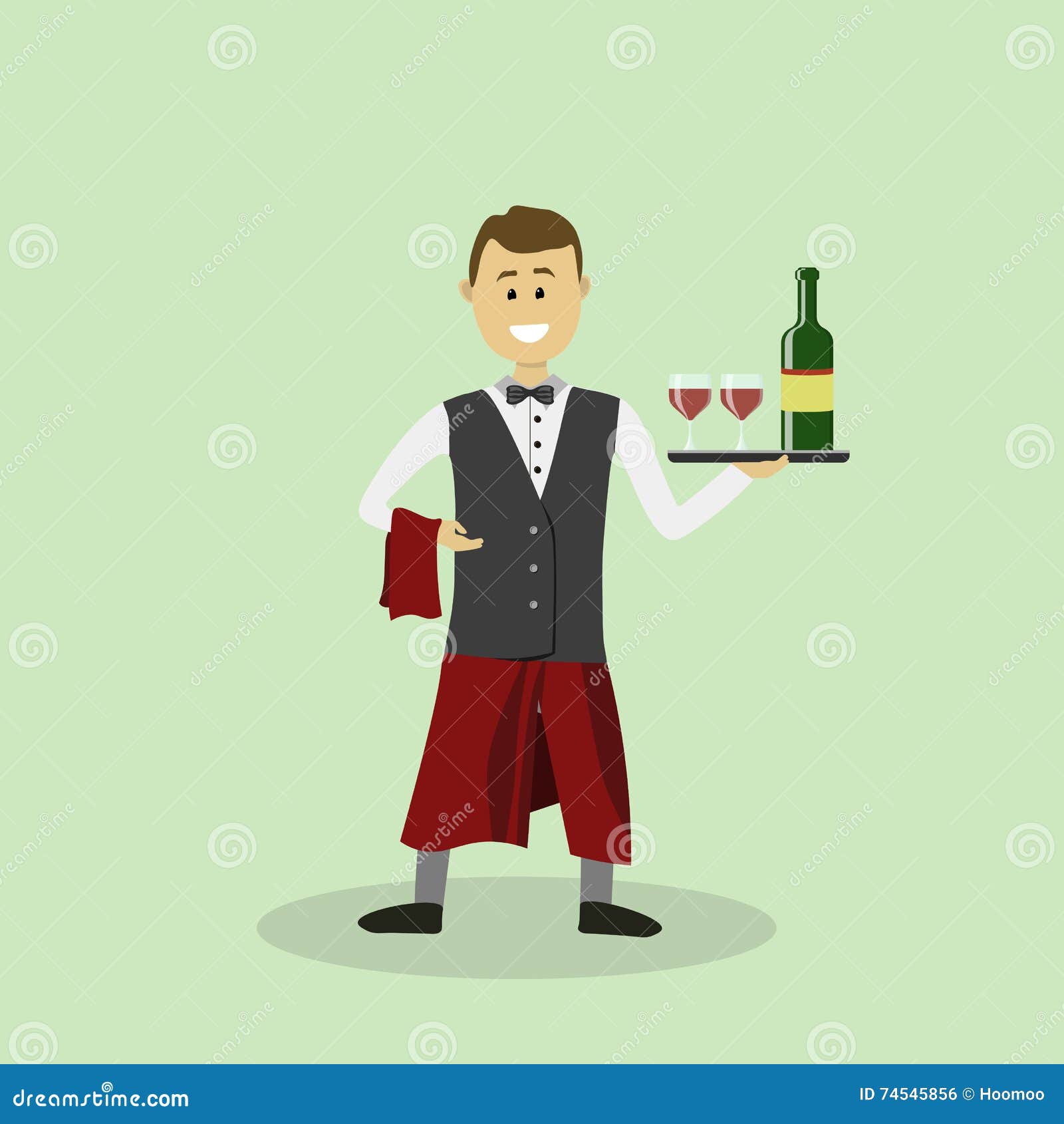 Vector Waiter stock vector. Illustration of menu, elegant - 74545856