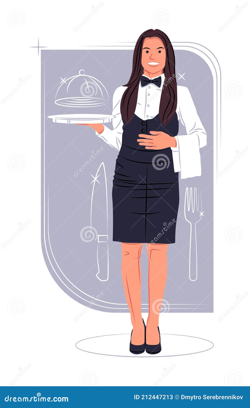 Vector Waitress in Shadow of Sharp Lines Style Stock Vector ...