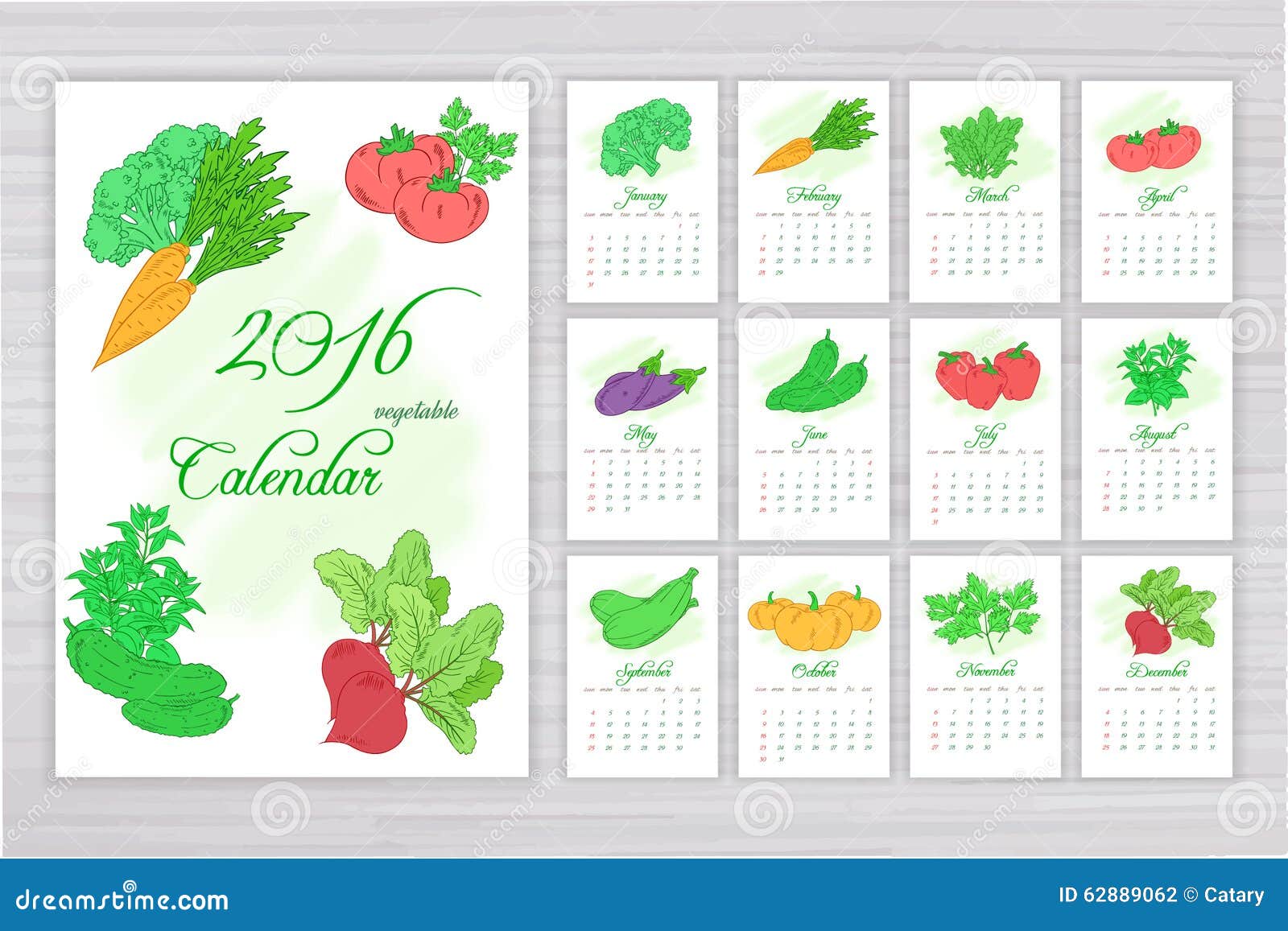 Vector Wall Calendar with Pages for Each Month with Different ...
