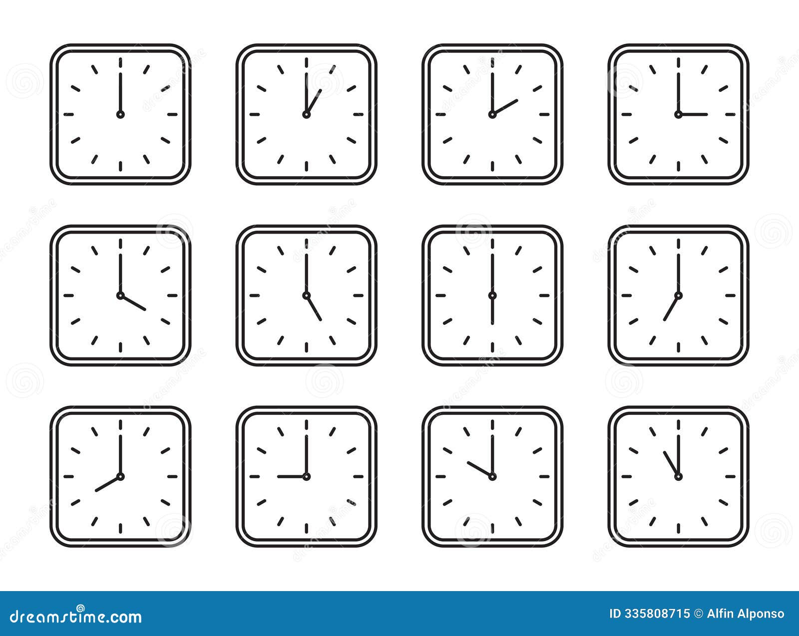 Vector Wall Clock with Different Times Stock Vector - Illustration of ...