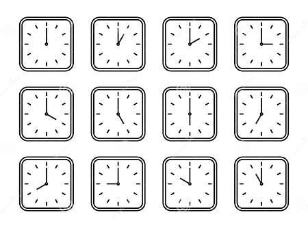 Vector Wall Clock with Different Times Stock Vector - Illustration of ...