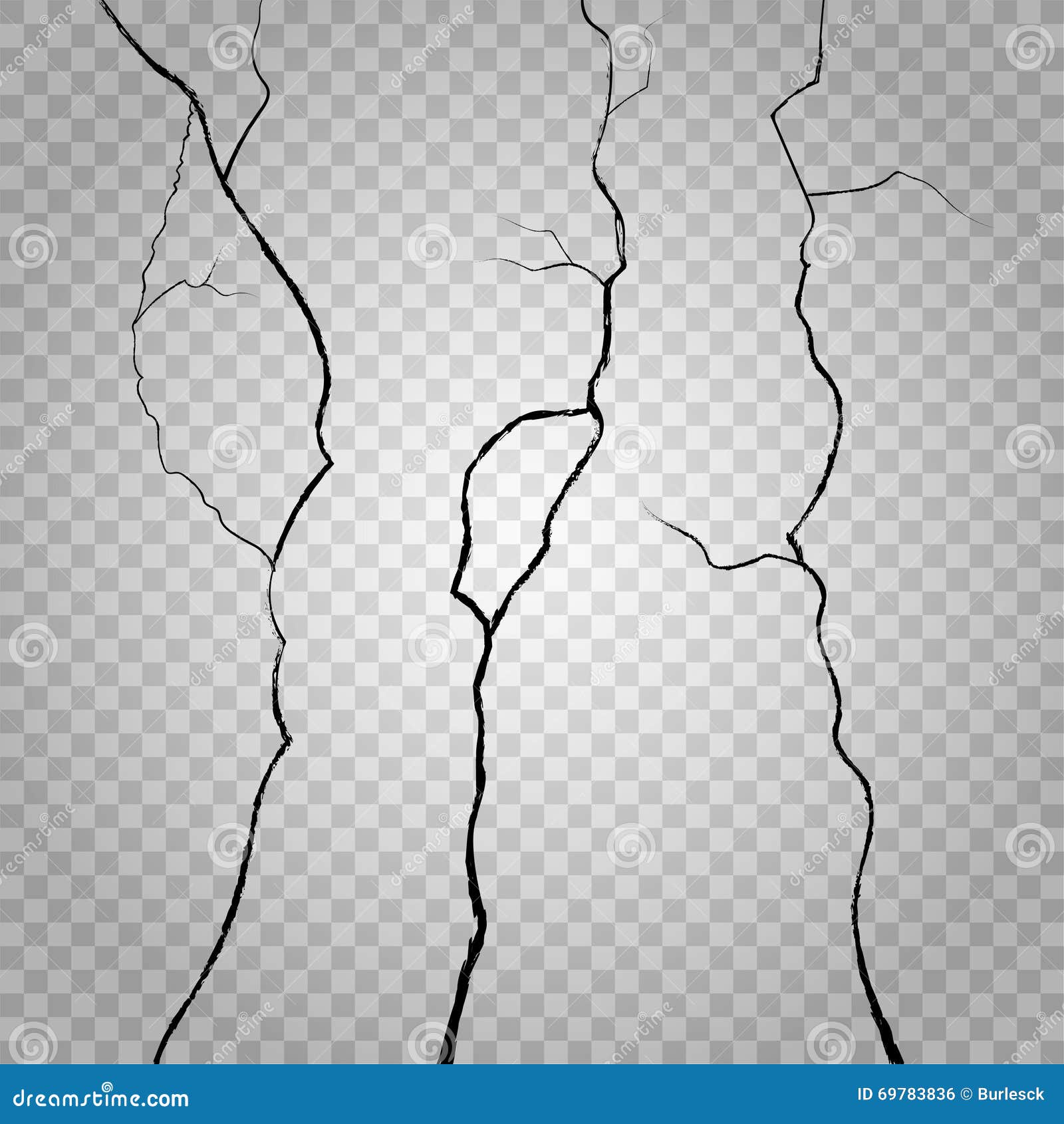 Vector Wall Cracks on Transparent Checkered Background Stock Vector ...