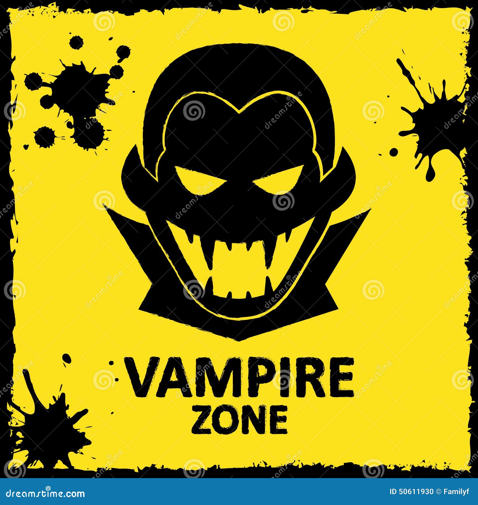 Vampire Zone Warning Sign Grunge Yellow And Black Stock Photography ...