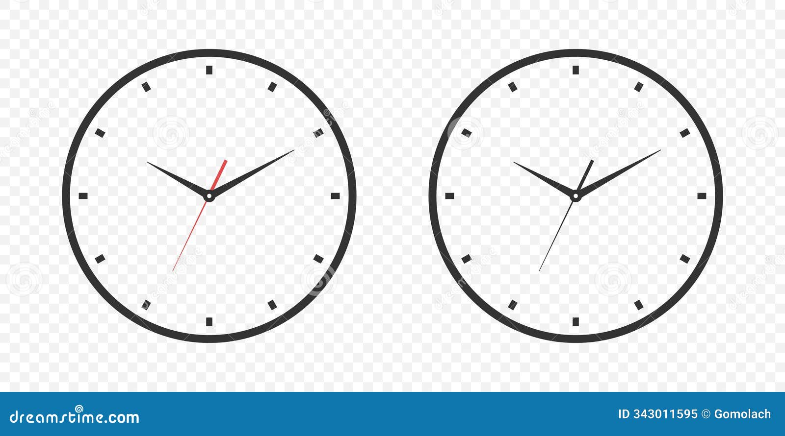Vector Wall Office Clock Face Set. White and Black Dial and Clock Hands ...