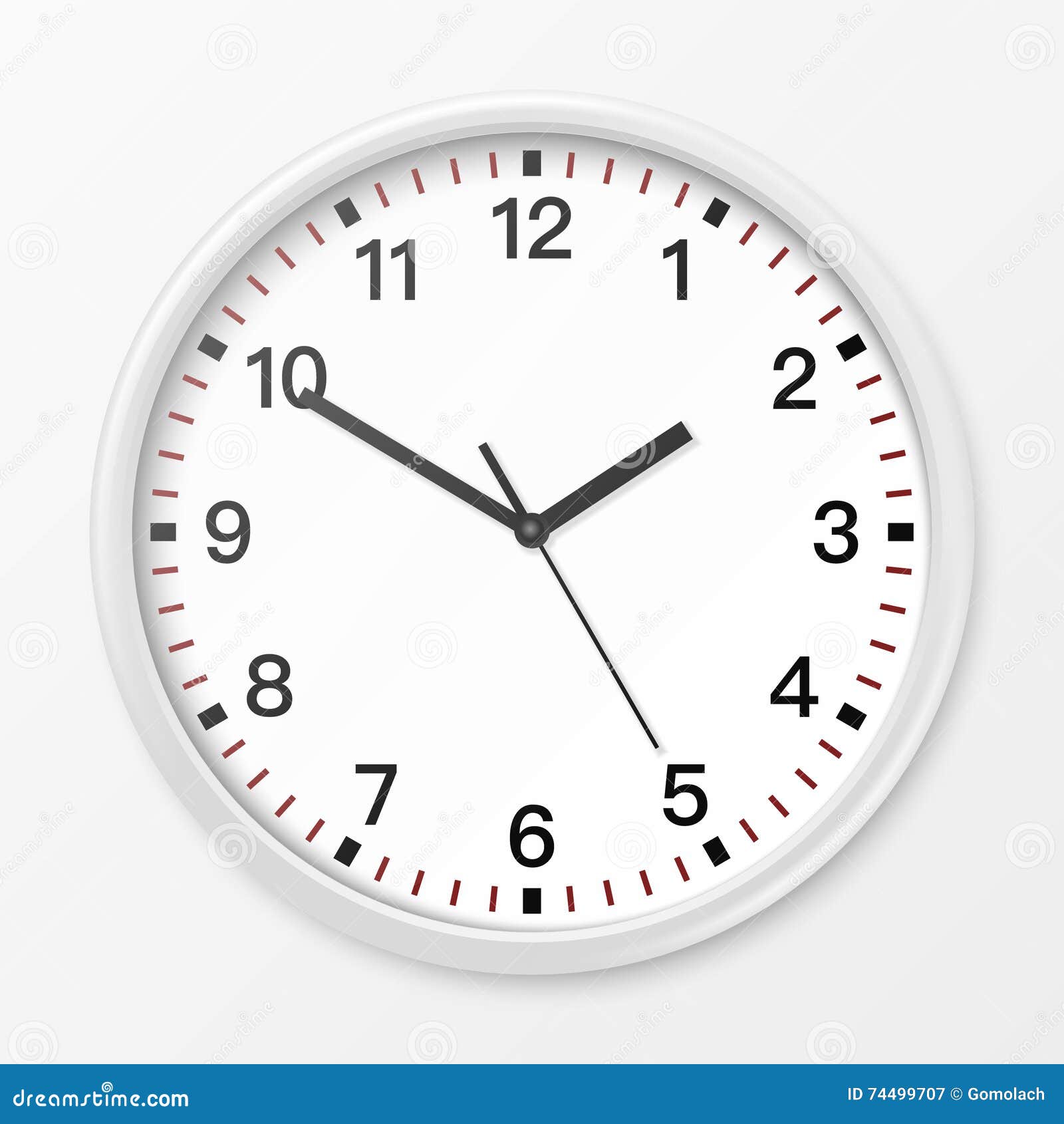 Vector wall office clock. stock vector. Illustration of graphic - 74499707