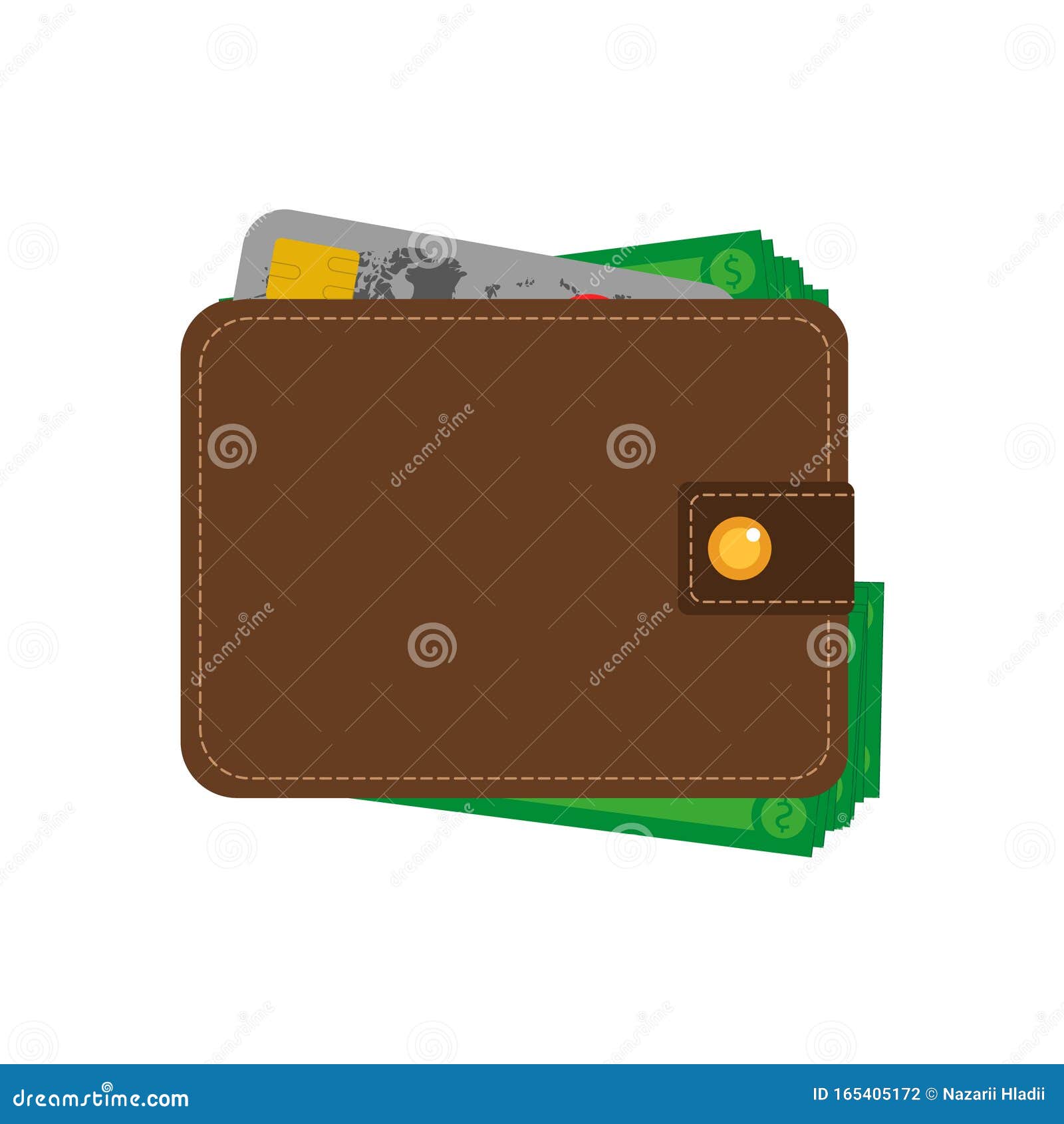Vector Illustration of Wallet with Card and Money Stock Illustration ...