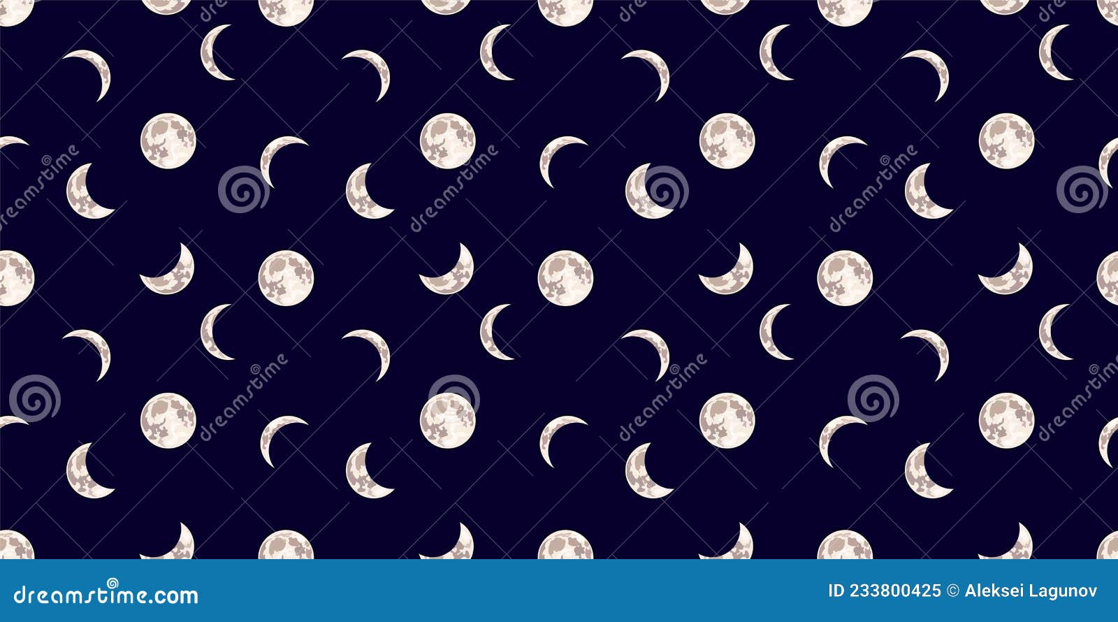 Vector Wallpaper Template, Seamless Pattern Moon, Night Sky Dark ...