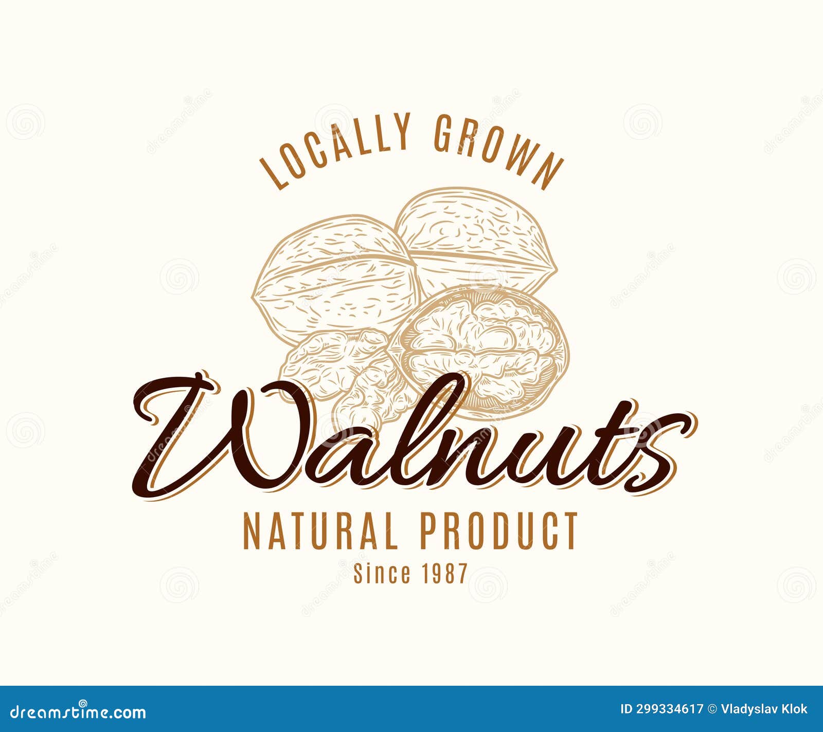 Vector walnut label design stock illustration. Illustration of walnuts ...