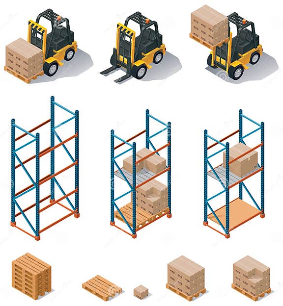 Vector Warehouse Equipment Icon Set Stock Vector - Illustration of ...