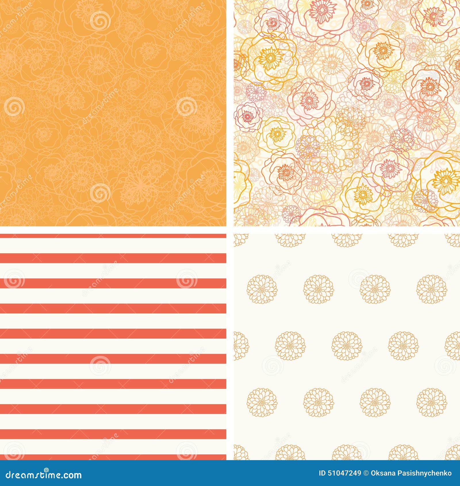 Vector Warm Flowers Set of Four Matching Repeat Stock Vector ...
