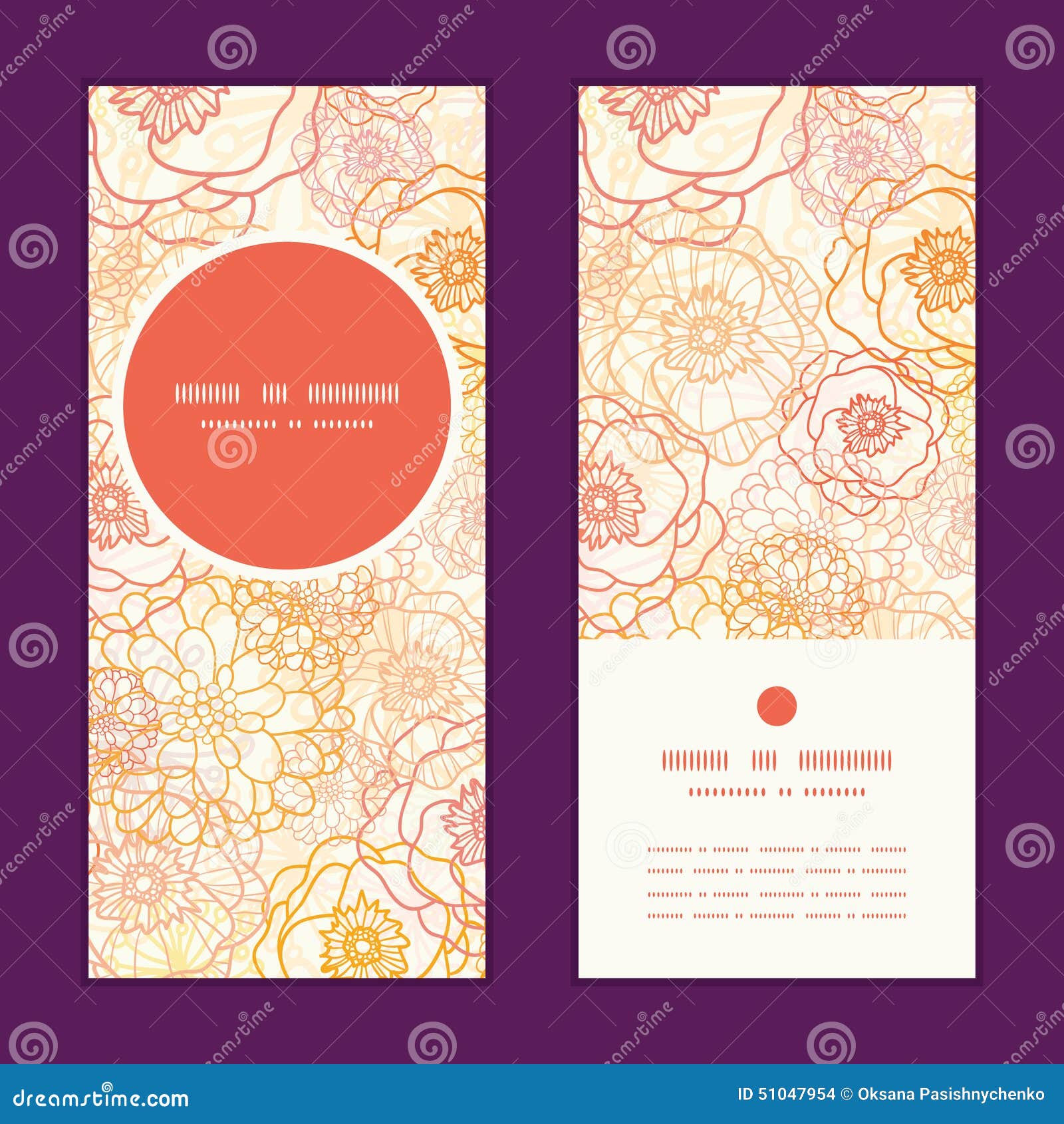 Vector Warm Flowers Vertical Round Frame Pattern Stock Vector ...