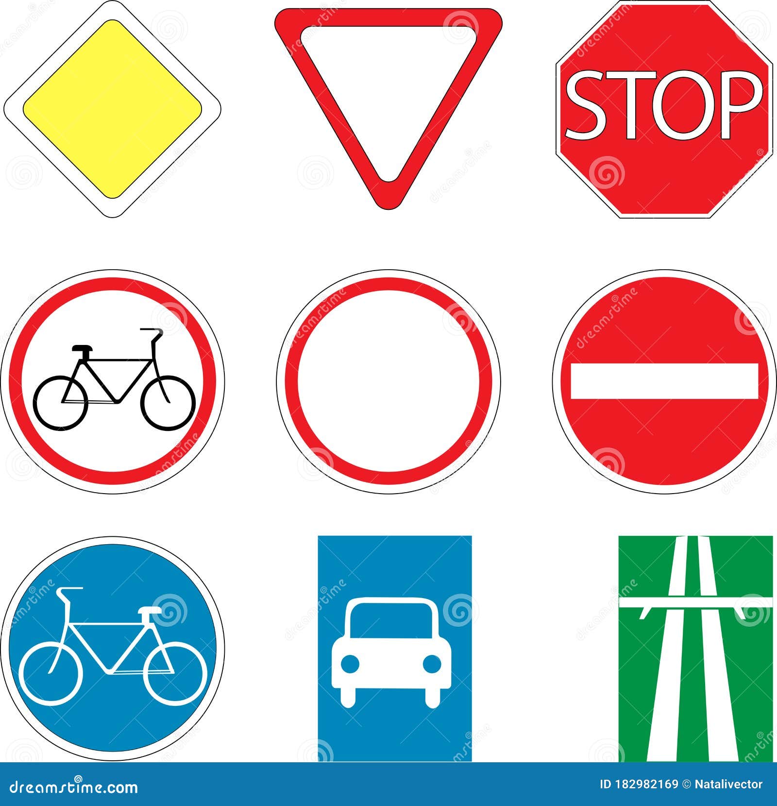 Vector Warning, Restrictive and Prohibitory Road Signs for Traffic ...