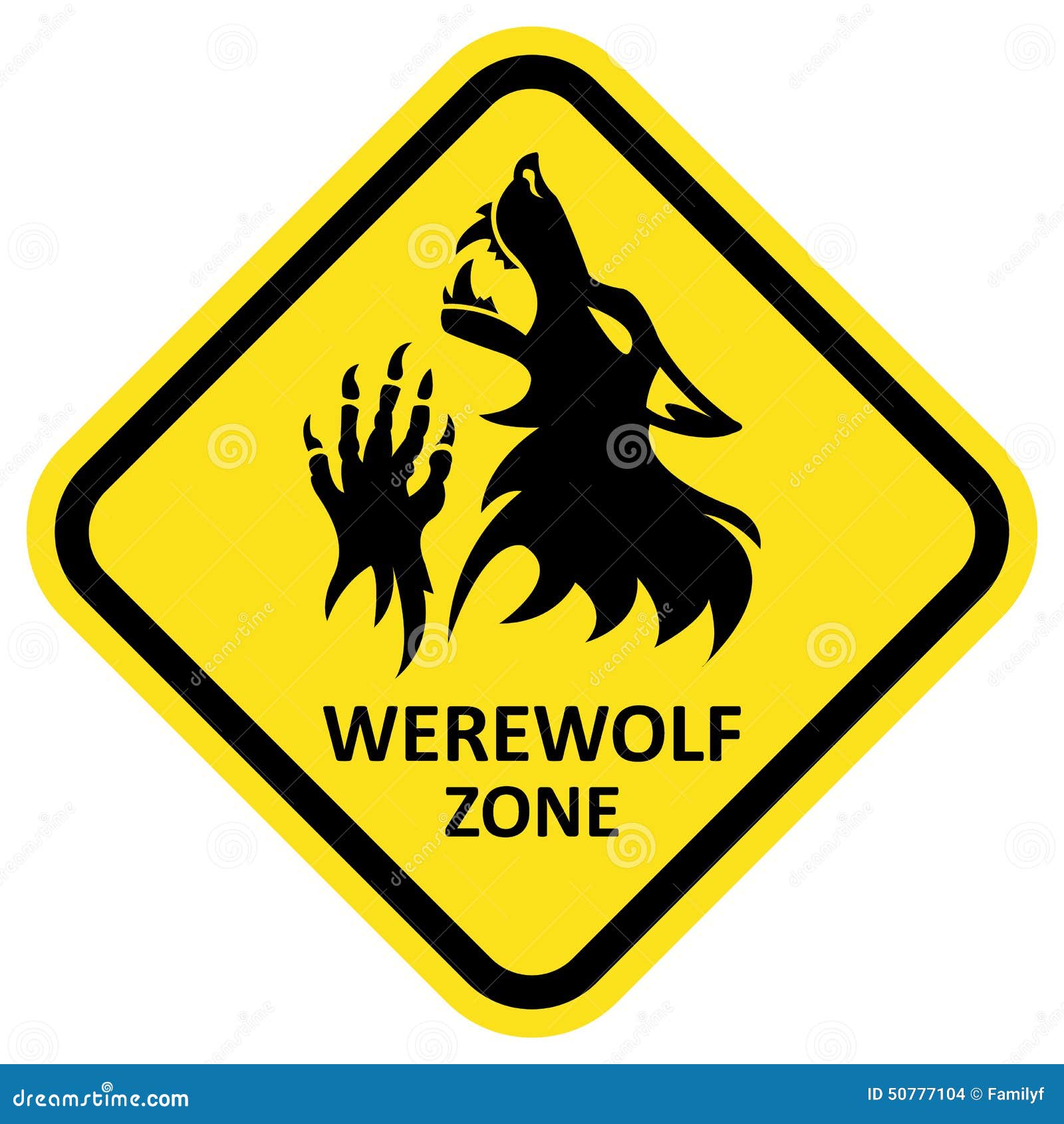 Vector Warning Sign. Werewolf Zone Stock Vector - Illustration of ...