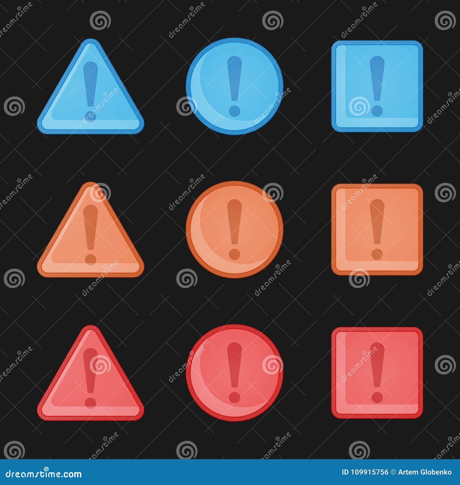 Vector Warning Signs Set. Icon Set. Stock Vector - Illustration of ...