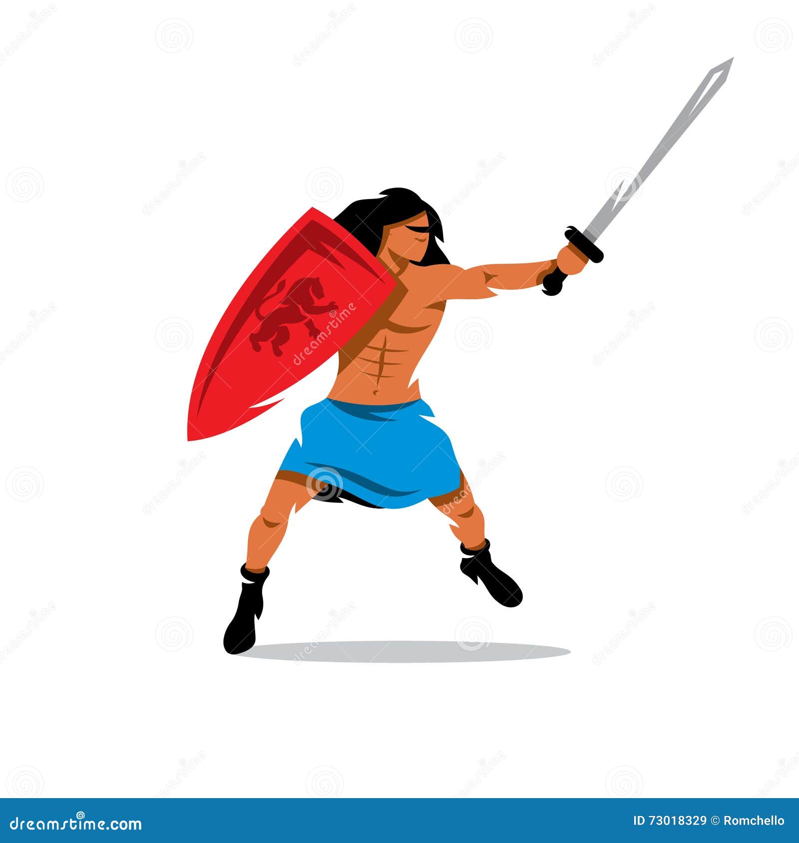 Vector Warrior Man Cartoon Illustration. Stock Vector - Illustration of ...