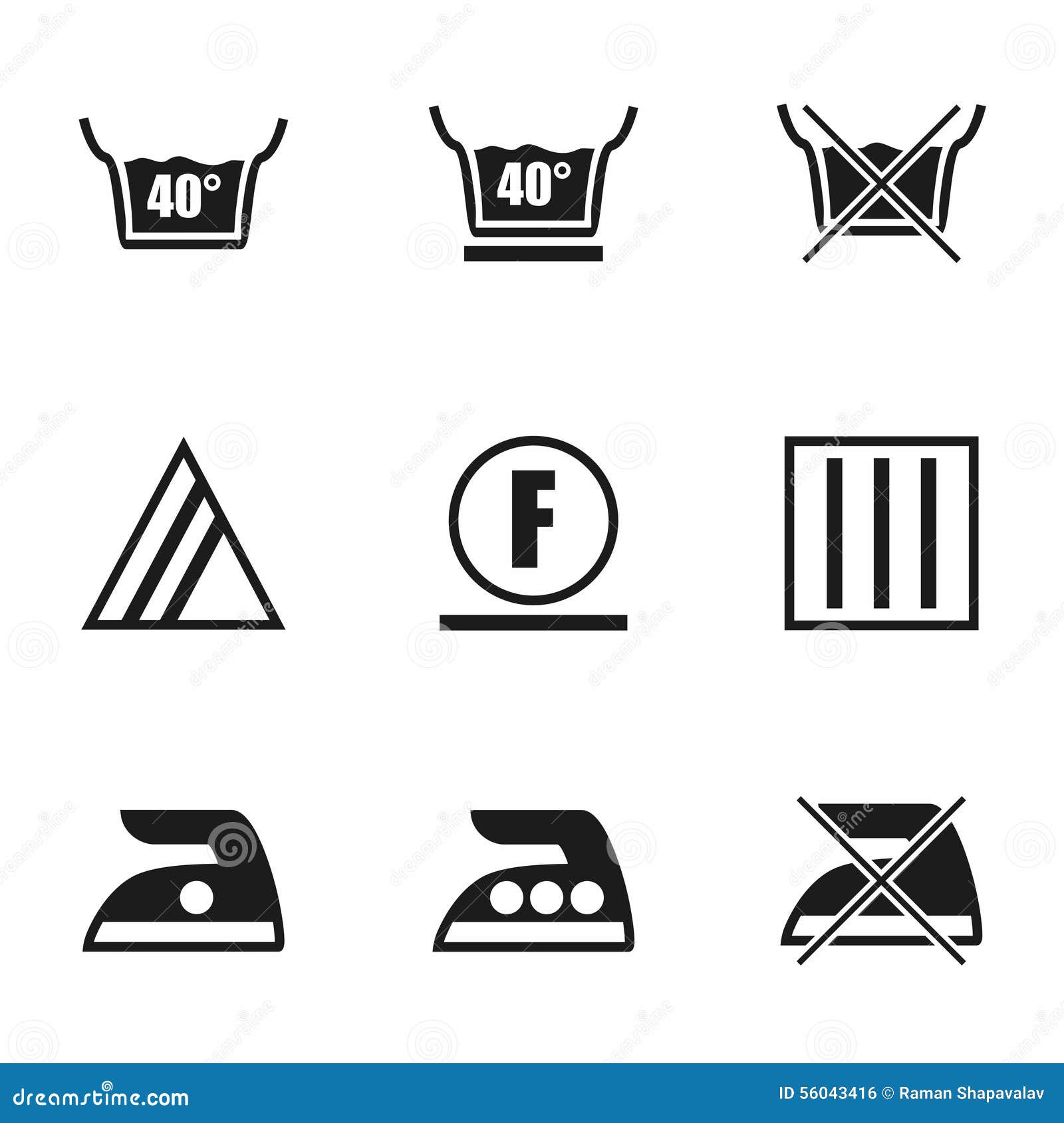 Vector Washing Signs Icon Set Stock Vector - Illustration of icon ...