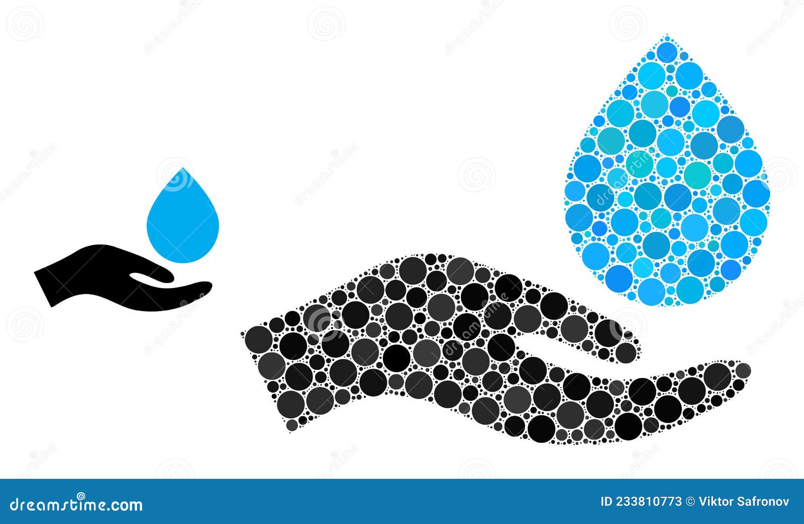 Vector Water Donation Hand Mosaic of Small Circles Stock Vector ...