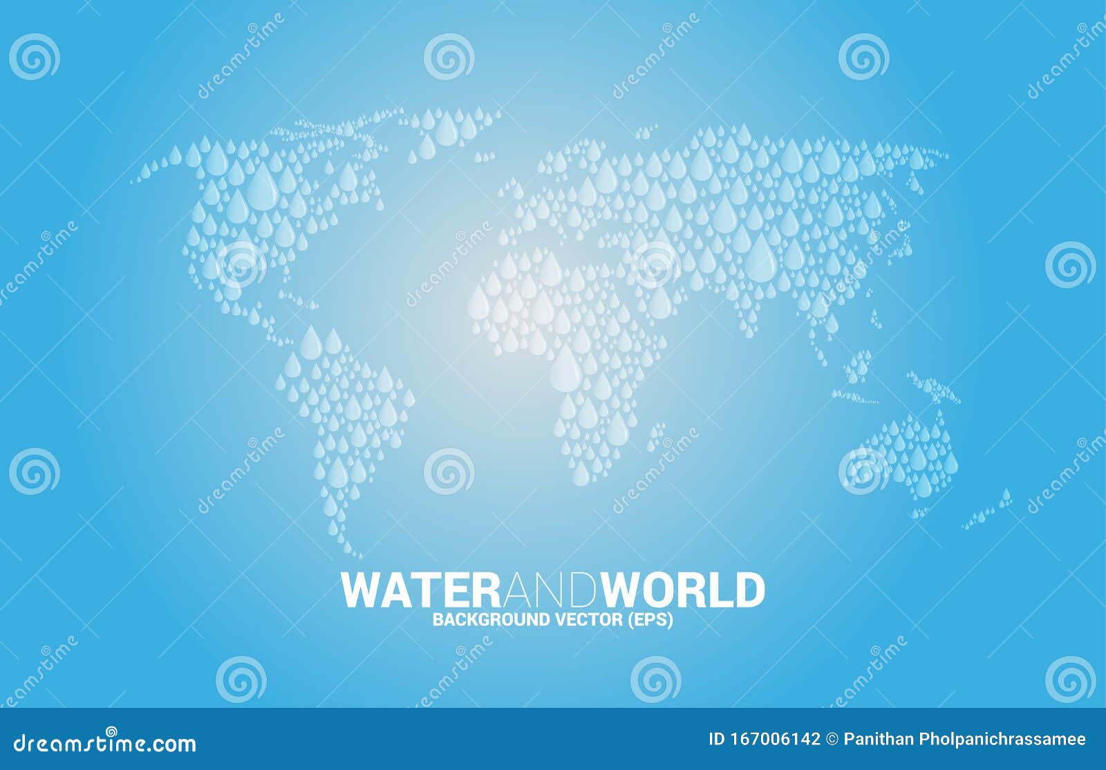 Vector Water Drop Shaped World Map. Stock Illustration - Illustration ...