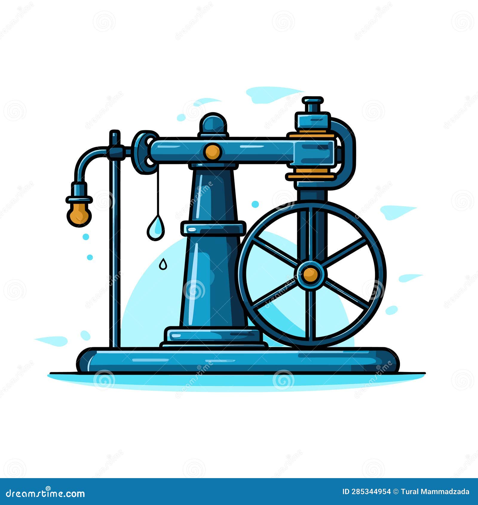 Vector of a Water Pump with a Hose Connected, Ready for Use Stock ...