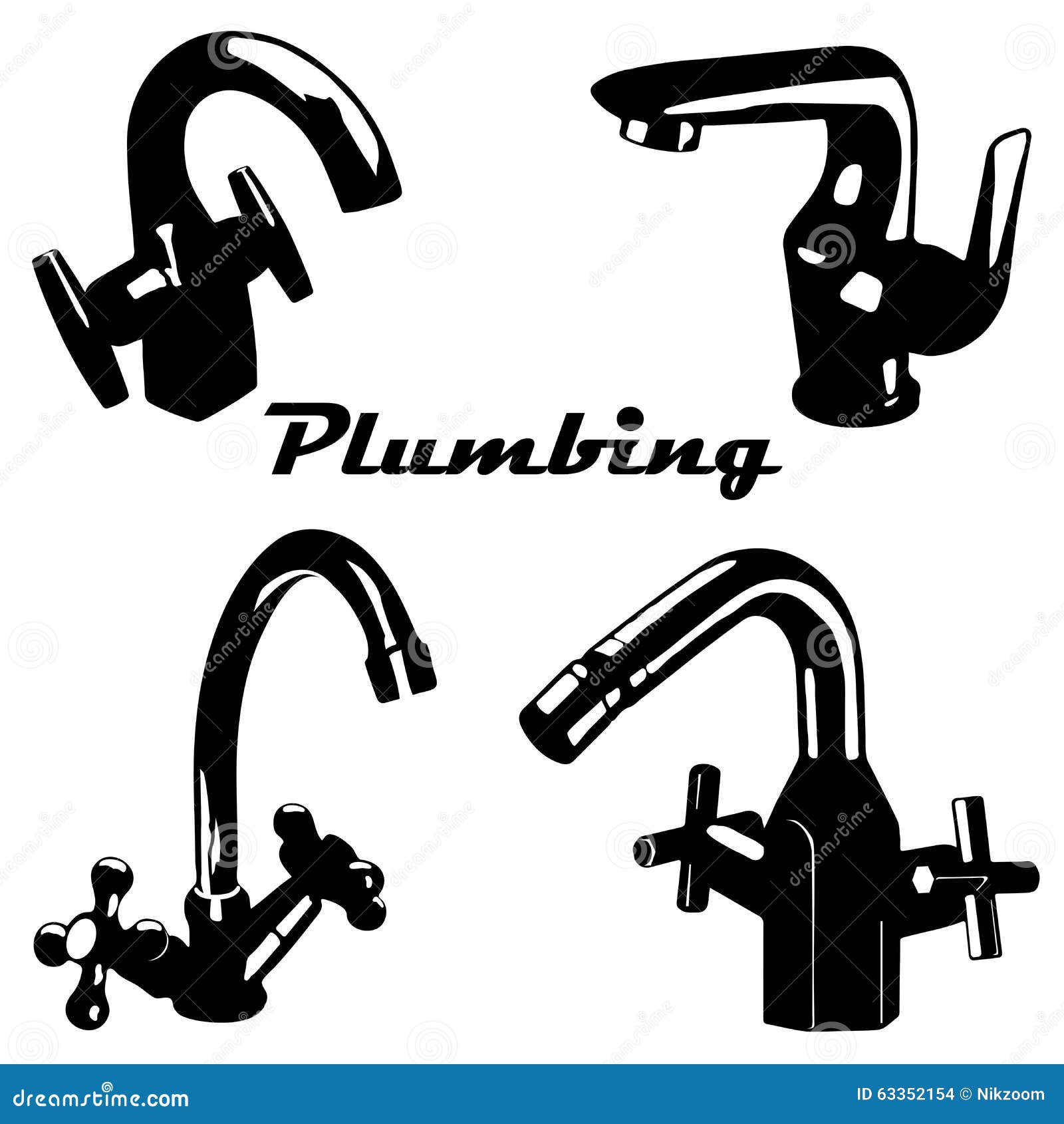 Vector Water Tap Icons On White Background. Stock Vector - Illustration ...