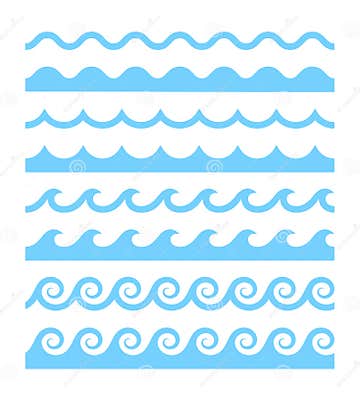 Vector Water Waves Patterns Stock Vector - Illustration of blue ...