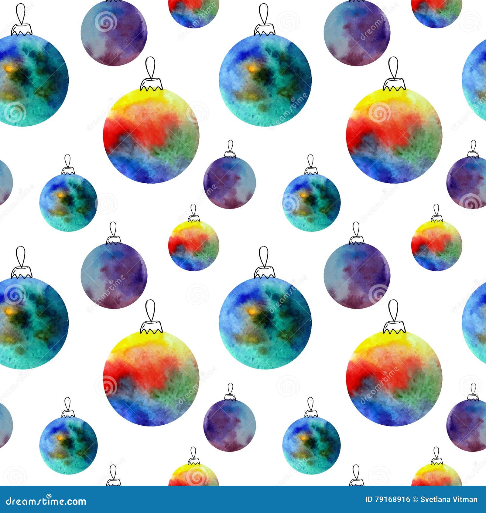 Vector Watercolor Balls Seamless Pattern with Hand Drawn Elementss. Can ...